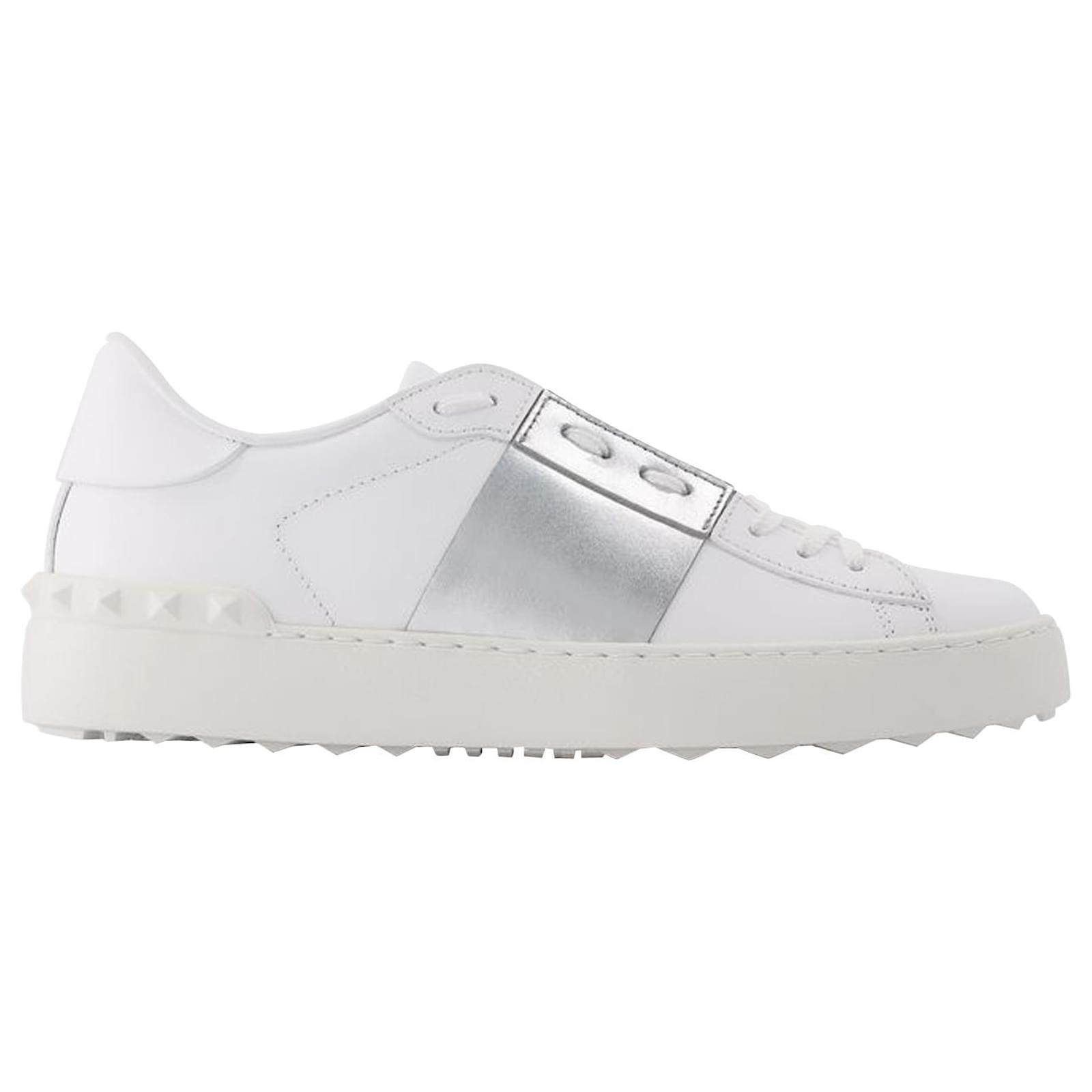 Valentino Garavani Sneaker Open en Cuir Blanc Multicolore ref.613050 ...