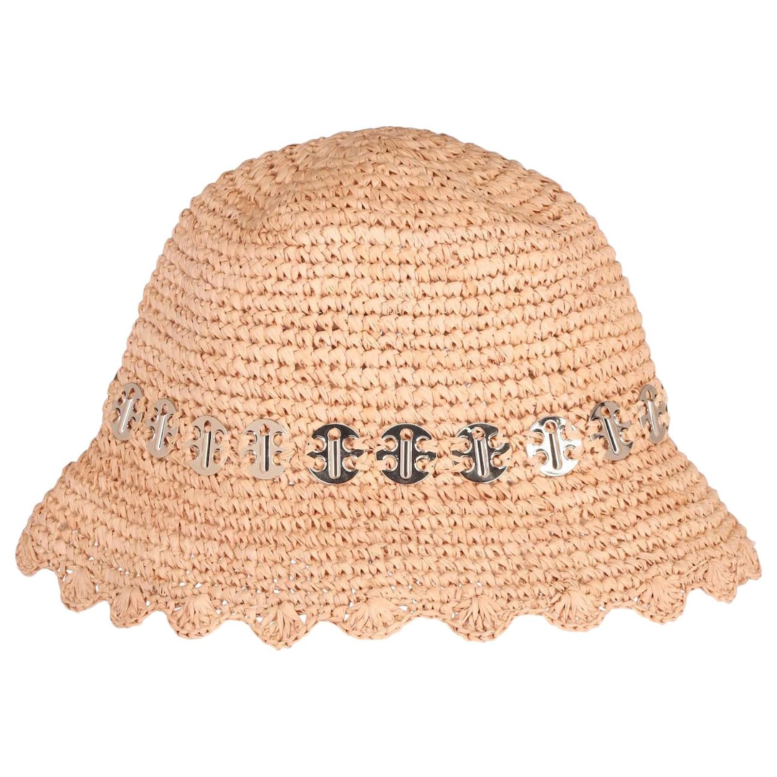 Paco Rabanne Raphia Bucket Hat in Beige Raffia Brown ref.613062 - Joli ...