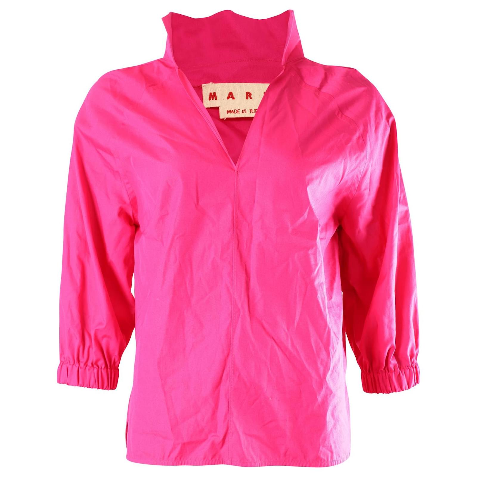 Marni Puff-Sleeve V-Neck Blouse in Pink Cotton ref.613226 - Joli Closet
