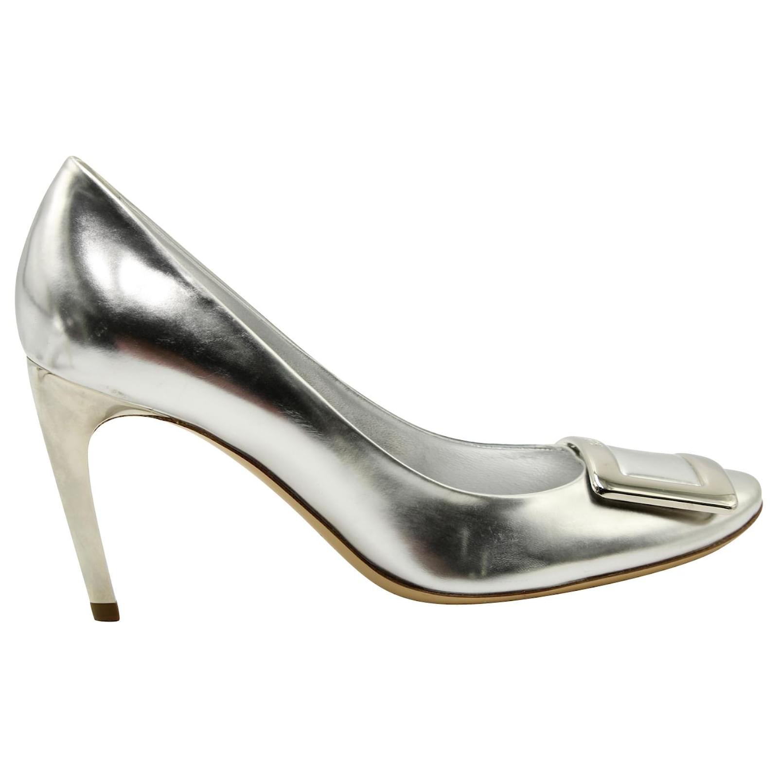 Roger Vivier Buckle Pumps in Silver Patent Leather Silvery Metallic ref ...