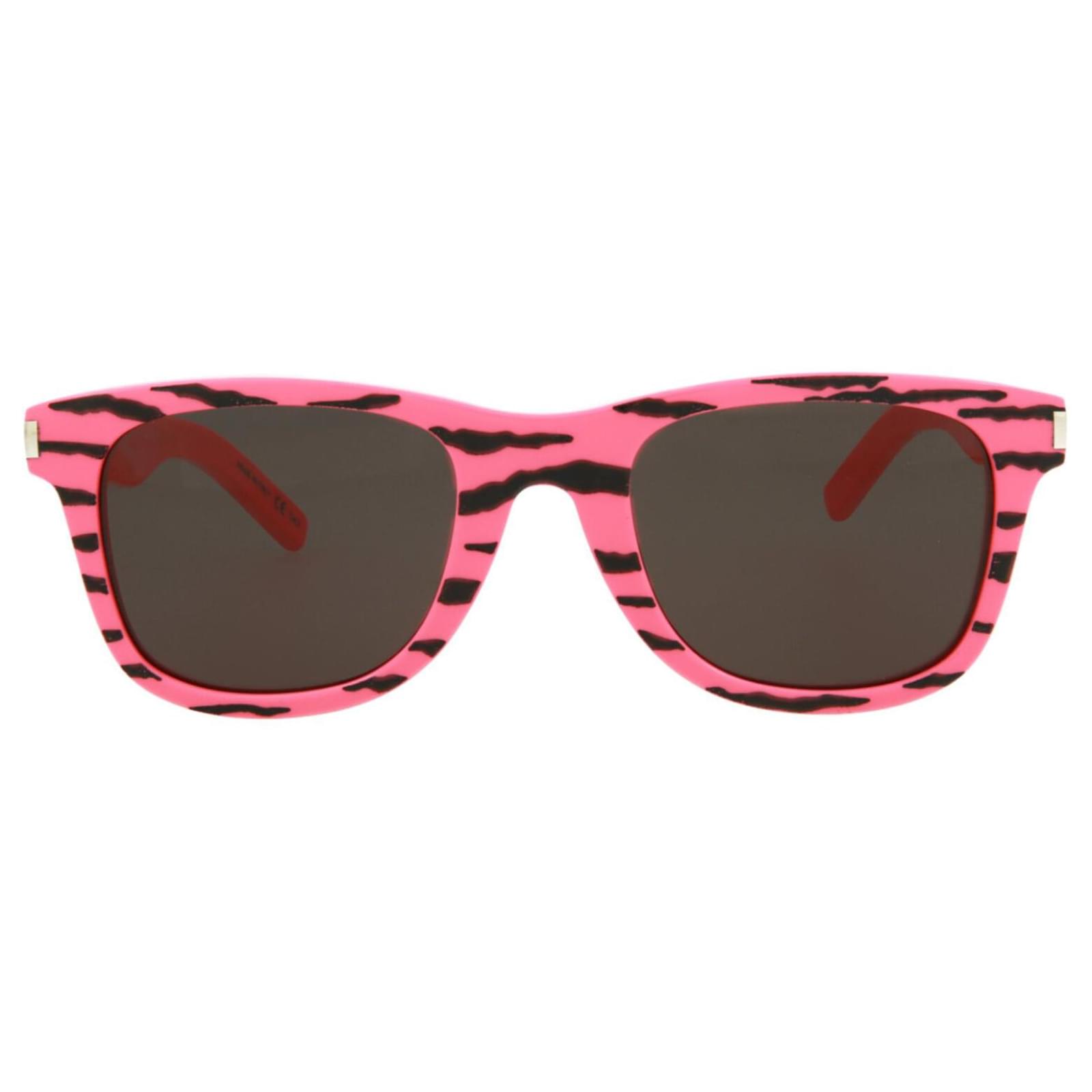Saint Laurent Square Frame Acetate Sunglasses Pink Cellulose Fibre Ref