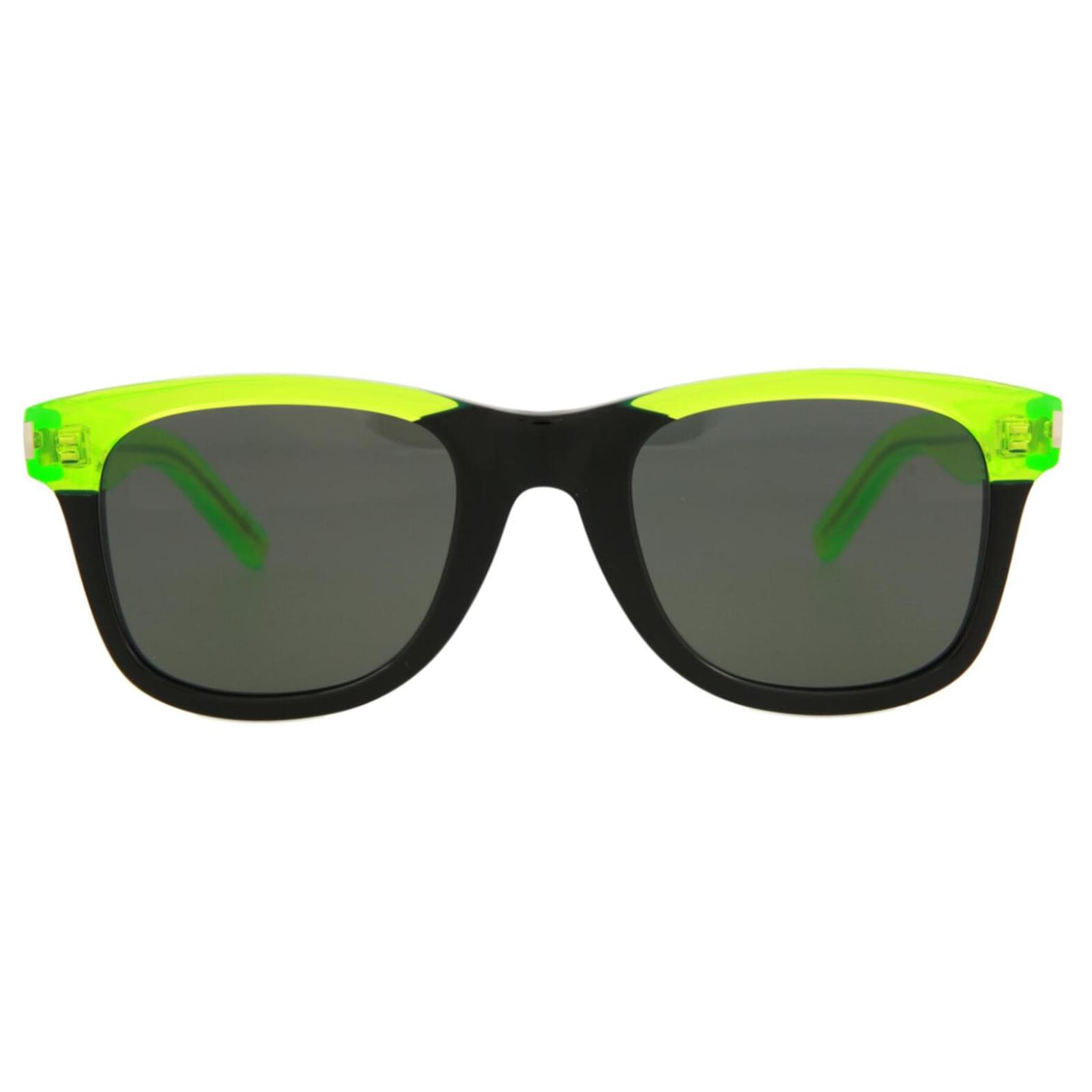 Saint Laurent Square Frame Acetate Sunglasses Green Cellulose Fibre