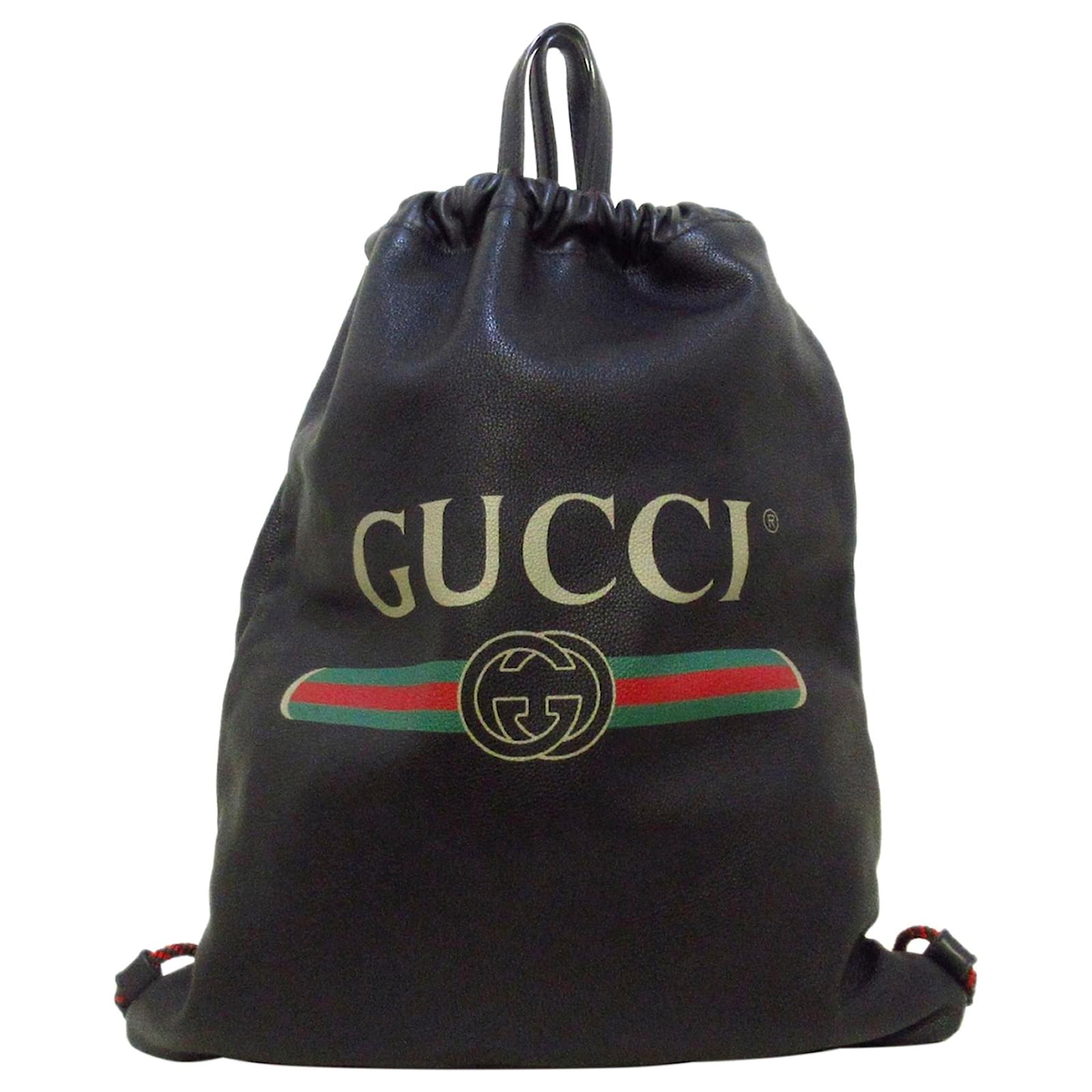 Gucci Black Gucci Logo Backpack Leather Pony-style calfskin ref.616465 ...