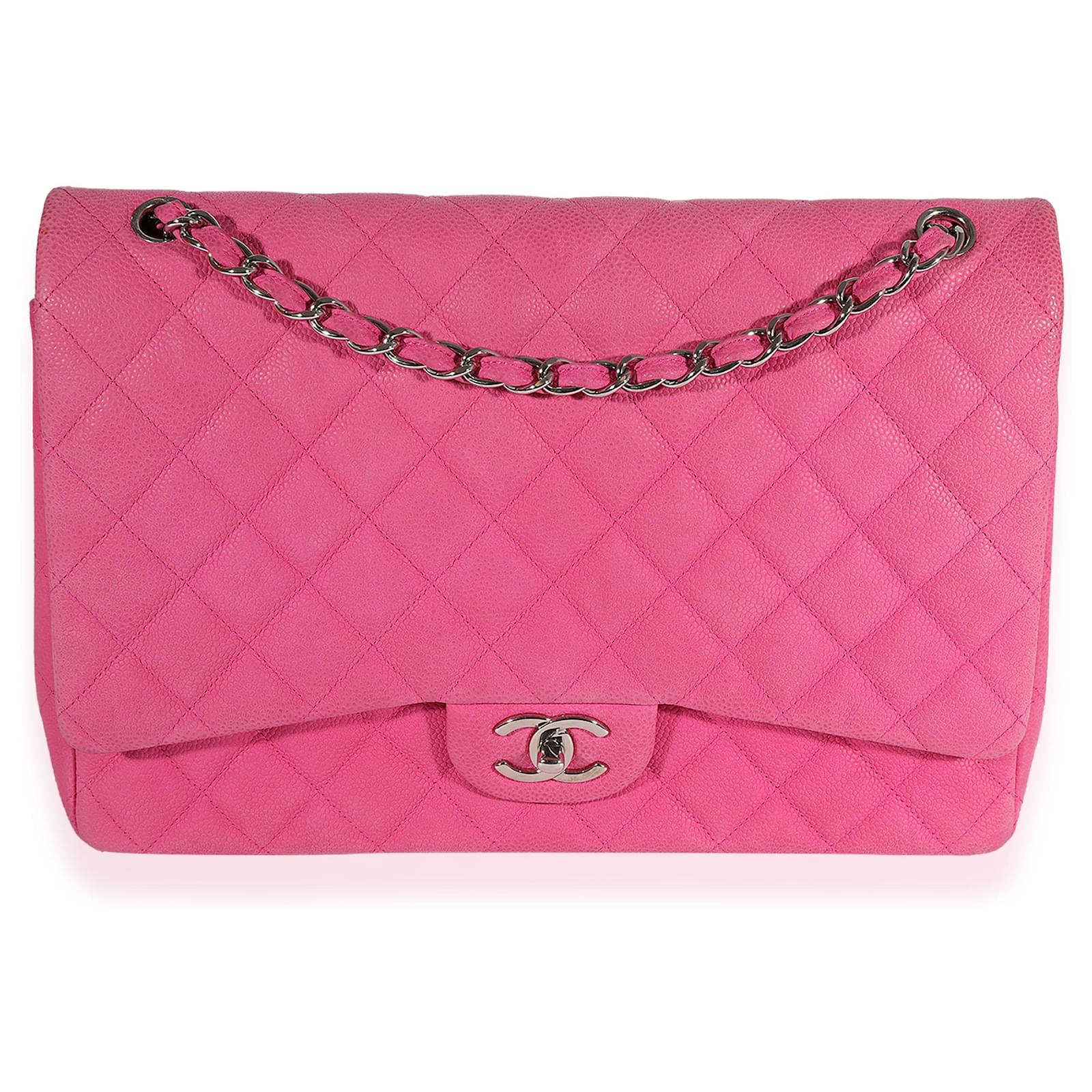 Chanel Hot Pink Quilted Matte Caviar Maxi Classic Double Flap Bag ref ...