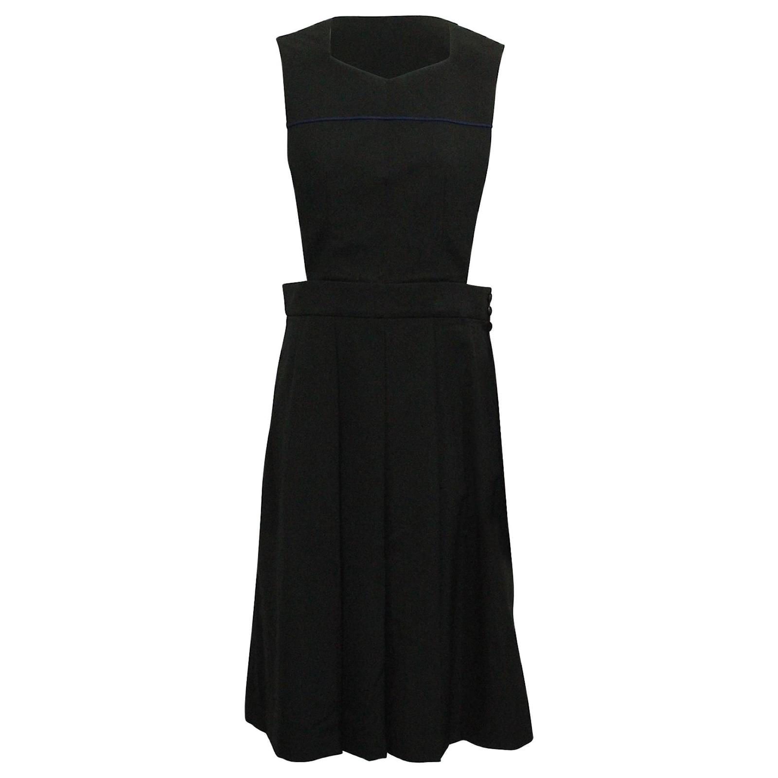 Robe chasuble plissée Comme Des Garcons en laine noire Coton ref.617672 ...