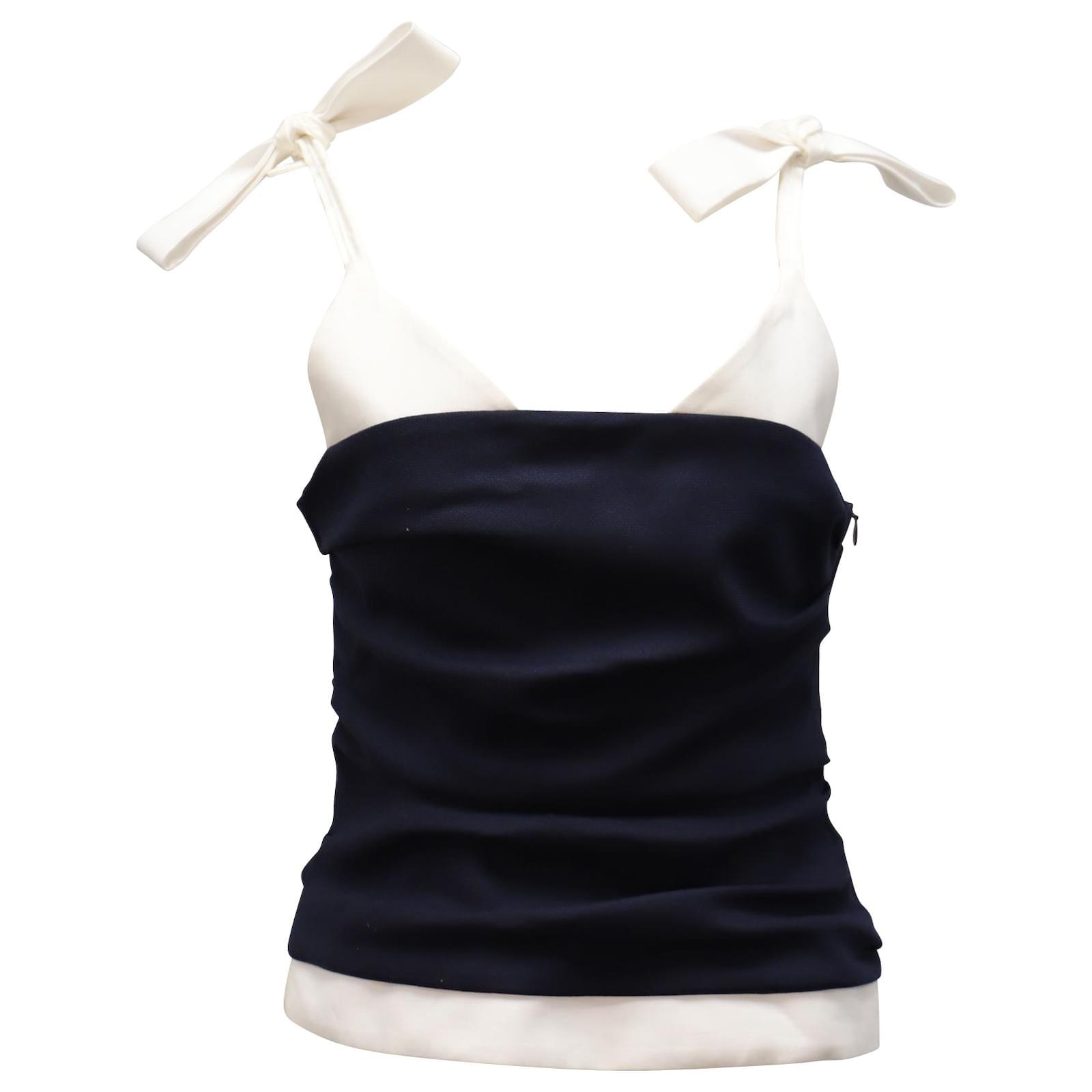 Top Jacquemus Bicolore à Epaule Nouée en Coton Bleu Marine ref.617710 ...
