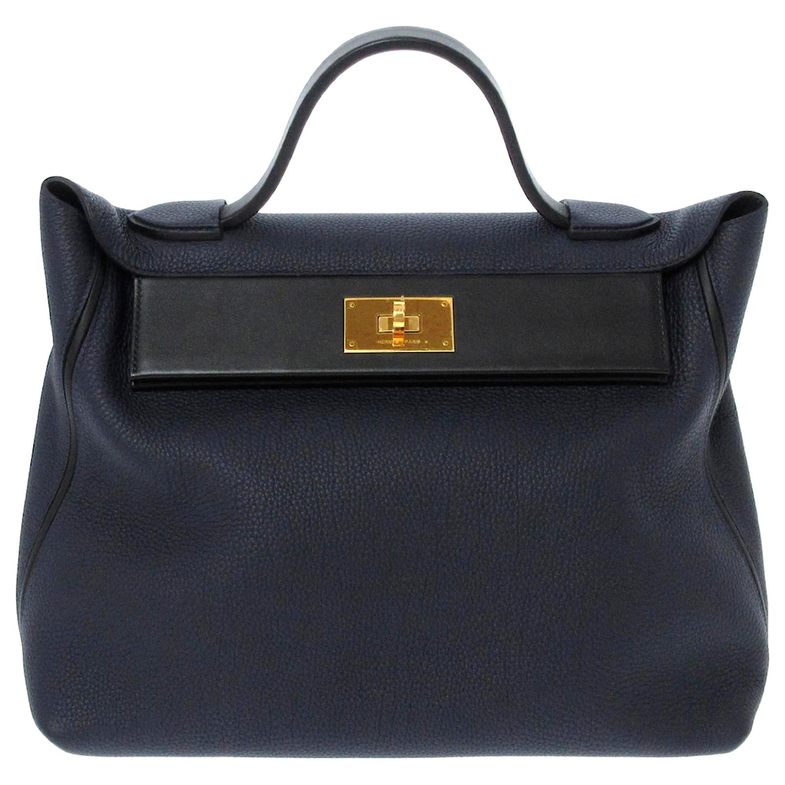 Hermès Hermes Blue Togo 24/24 Leather Handbag Navy blue Pony-style ...