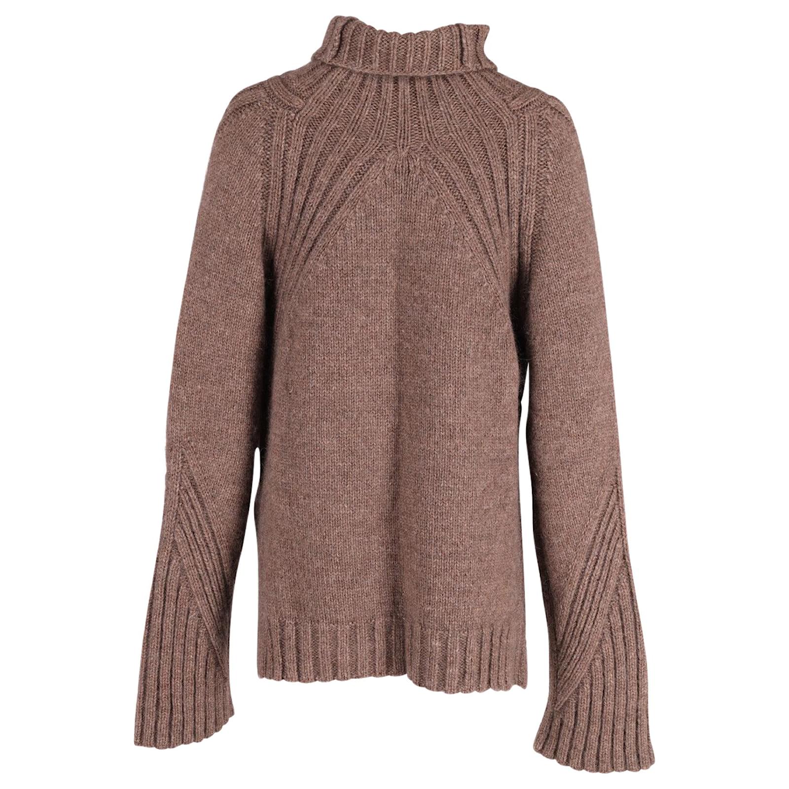 Céline Pull Col Roulé Oversize Celine en Laine Marron ref.620216 - Joli Closet