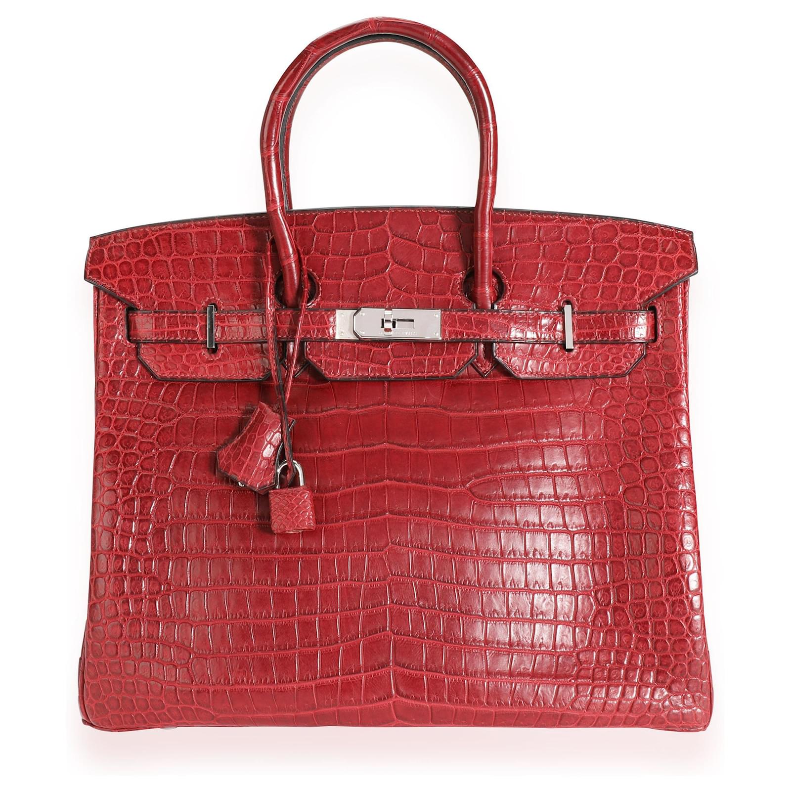 Hermès Hermes Rouge H Matte Porosus Crocodile Birkin 35 PHW Red Leather ...