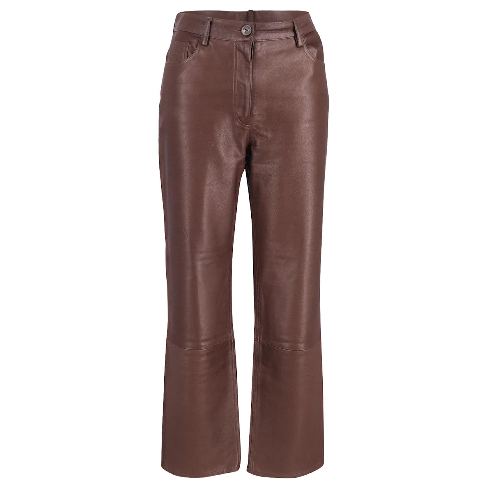 The Row Low-Rise Pants in Brown Leather ref.620508 - Joli Closet