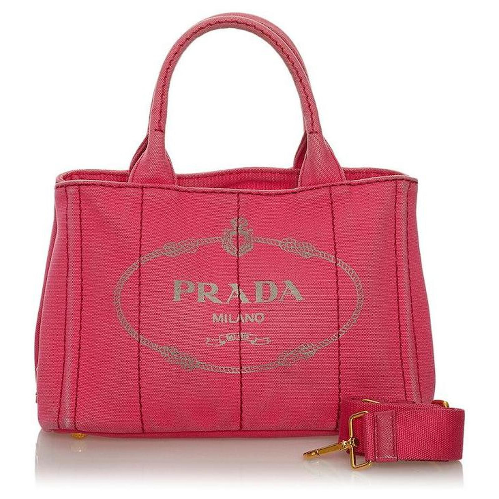 Prada Small Canapa Logo Handbag Pink Cloth ref.621032 - Joli Closet