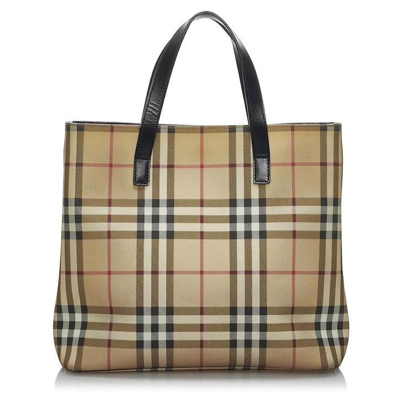 Burberry Sac cabas Nova Check Toile Beige ref.621102 - Joli Closet