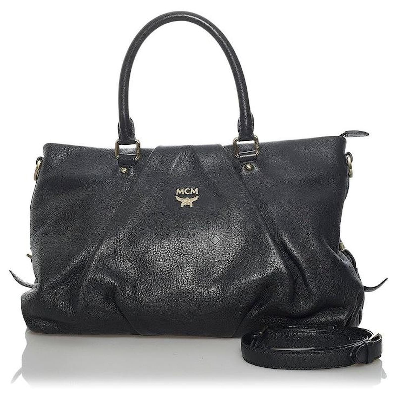 MCM Leather Two-Way Bag Black Pony-style calfskin ref.621110 - Joli Closet