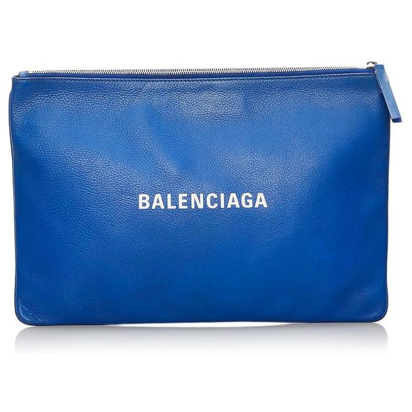 Balenciaga Everyday Clutch Blue Leather Pony-style calfskin ref.621151 ...