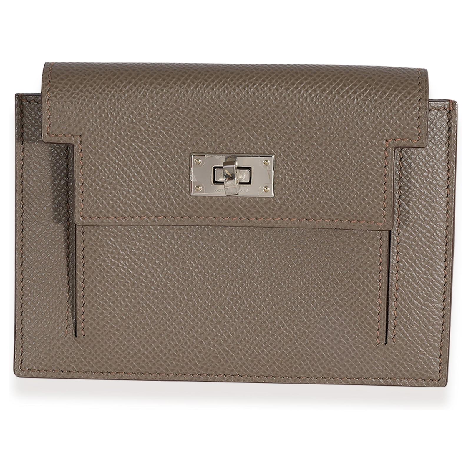Hermès Hermes Etain Epsom Kelly Pocket Compact Wallet Brown Leather ref ...