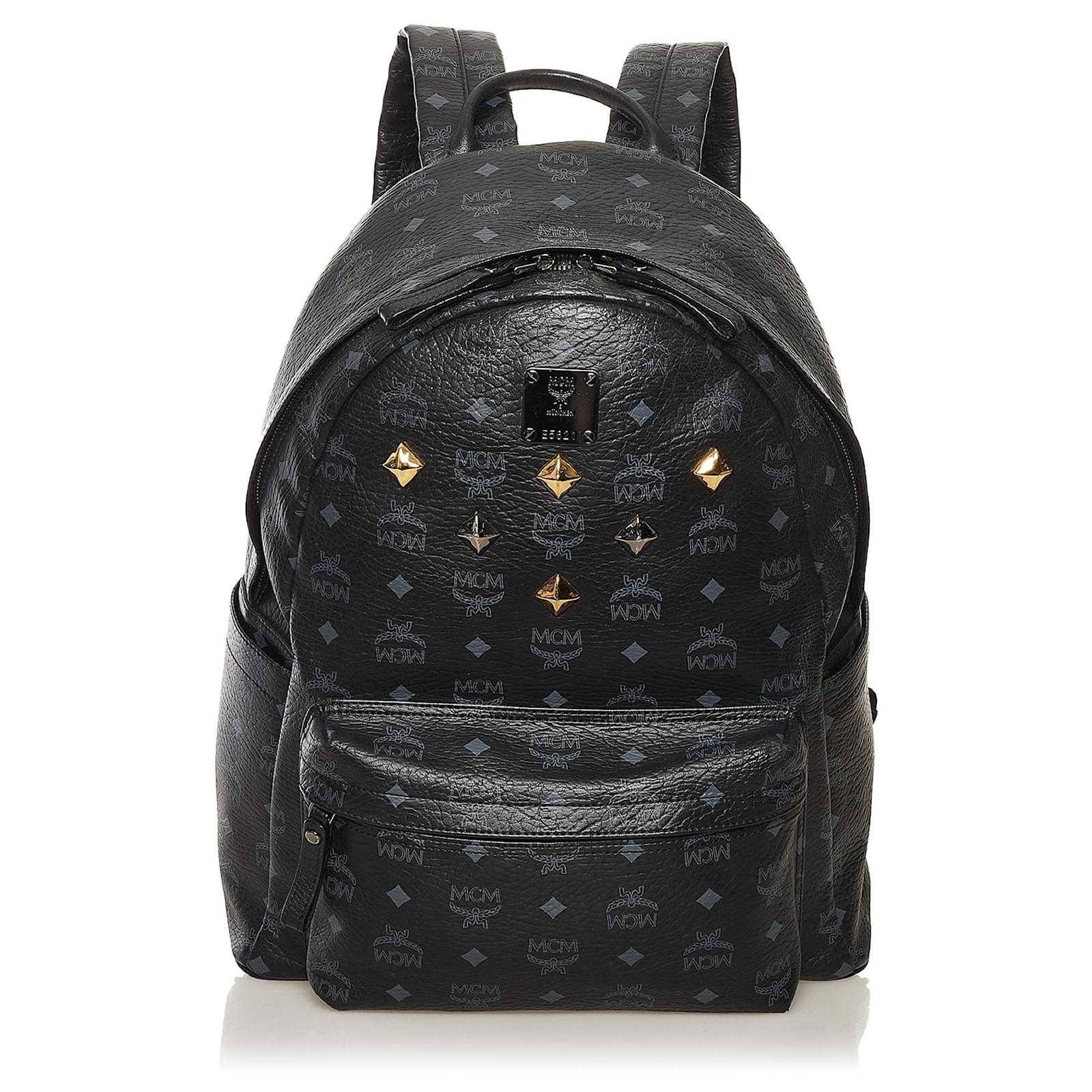 MCM Black Visetos Stark Leather Backpack Pony-style calfskin ref.622734 ...