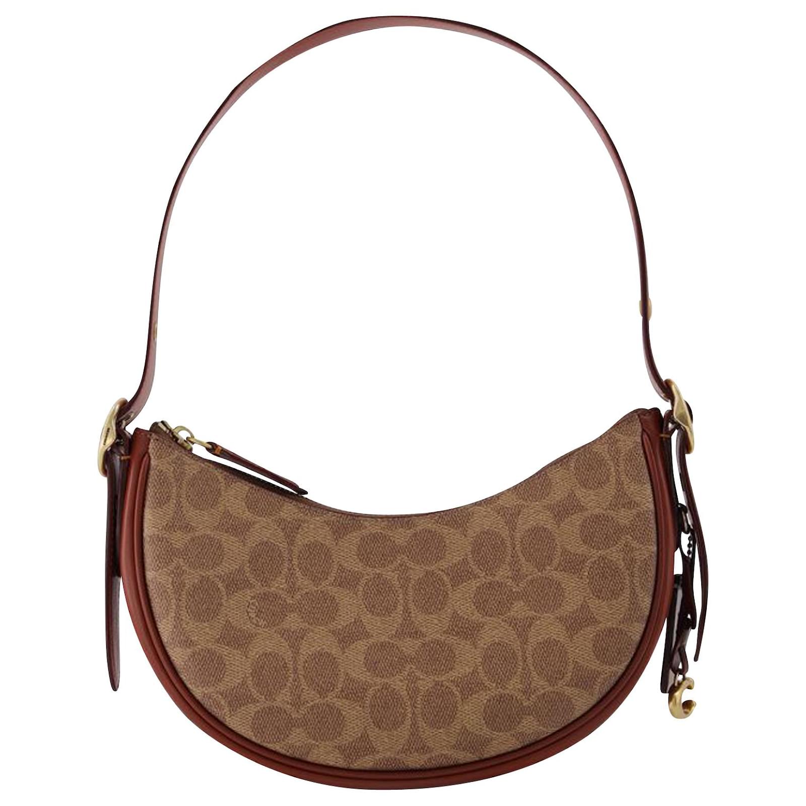 Coach Coated Canvas Signature Luna Shoulder Bag Brown Cloth ref.622858 ...