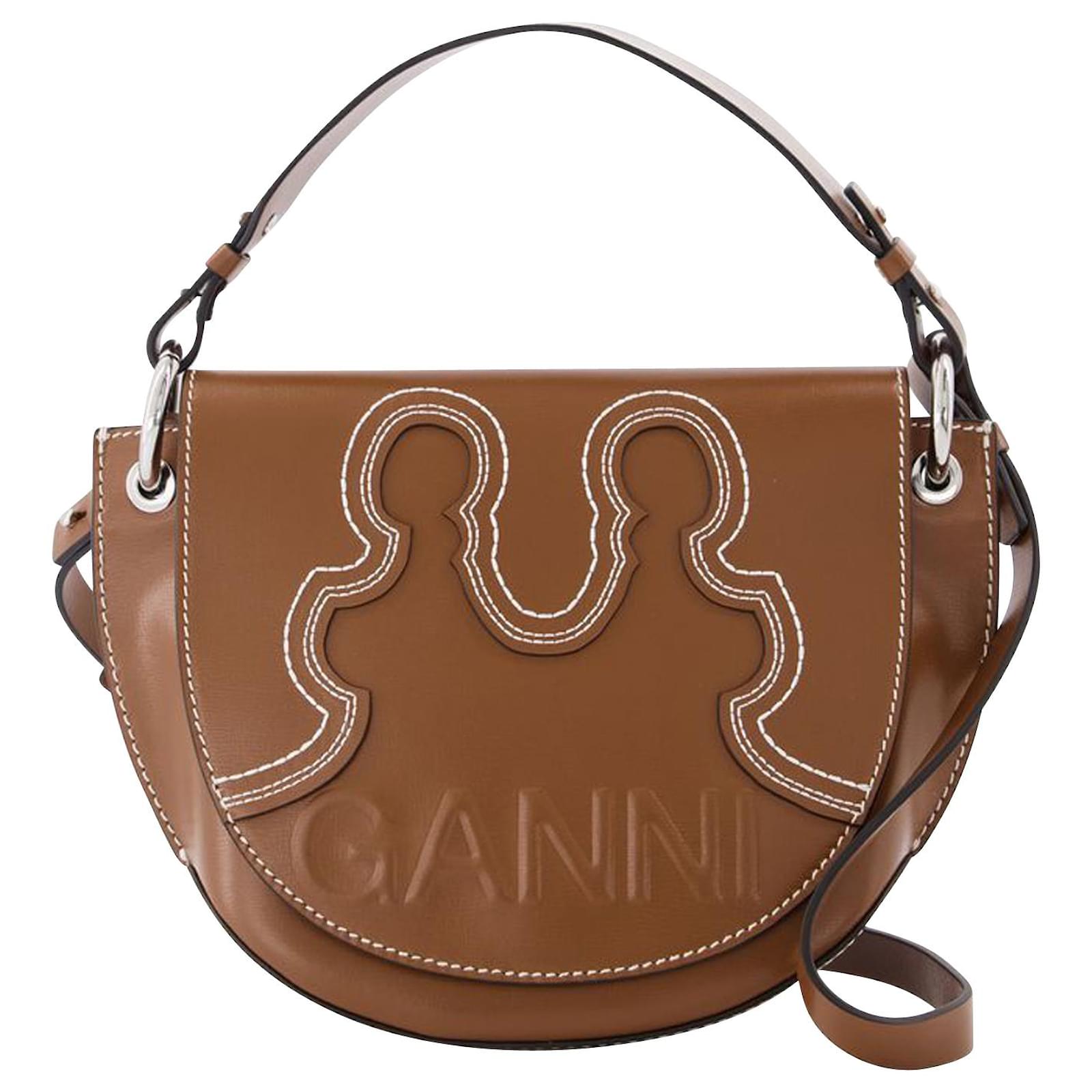 Ganni Sac Bandoulière Western Banner en Cuir Marron ref.623058 - Joli ...