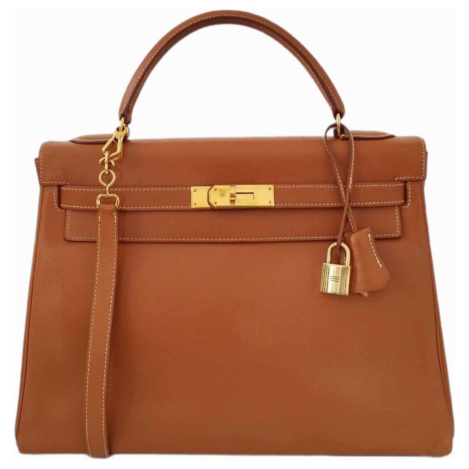 Hermès Bolso de hermes kelly 32 courchevel oro Castaño Cuero ref.623338 ...