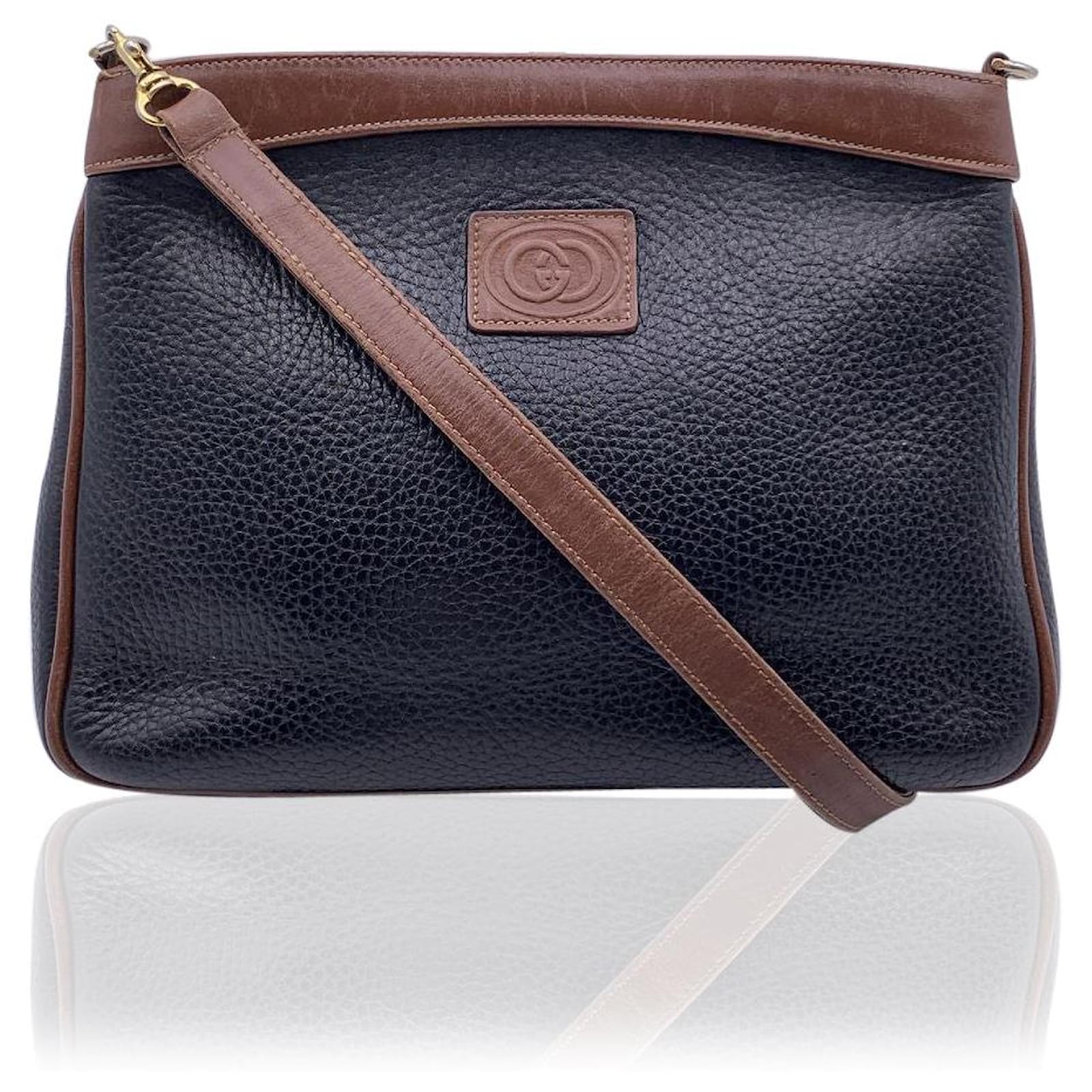 Gucci Vintage Black and Brown Leather Messenger Shoulder Bag ref.624630 ...