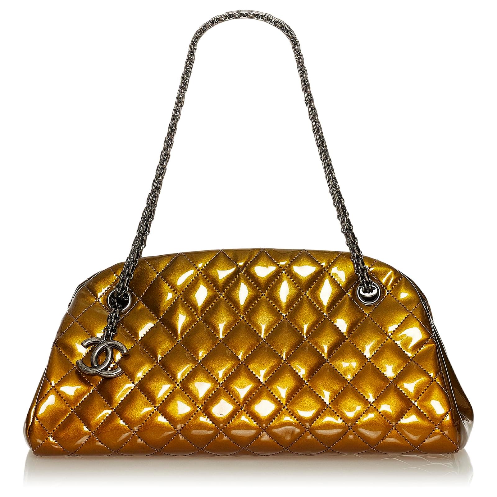 Chanel Gold Mademoiselle Lambskin Leather Bowling Bag Golden ref.625398 ...