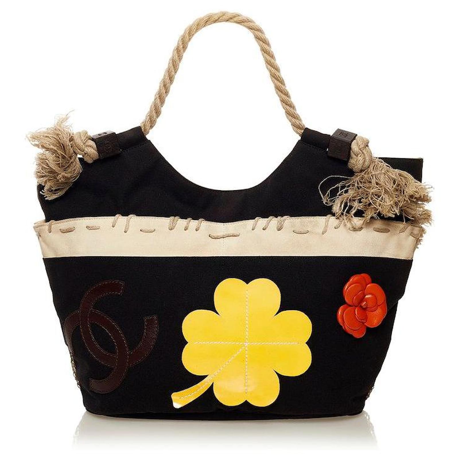 Chanel CC Canvas Rope Tote Bag Black Cloth ref.625555 - Joli Closet