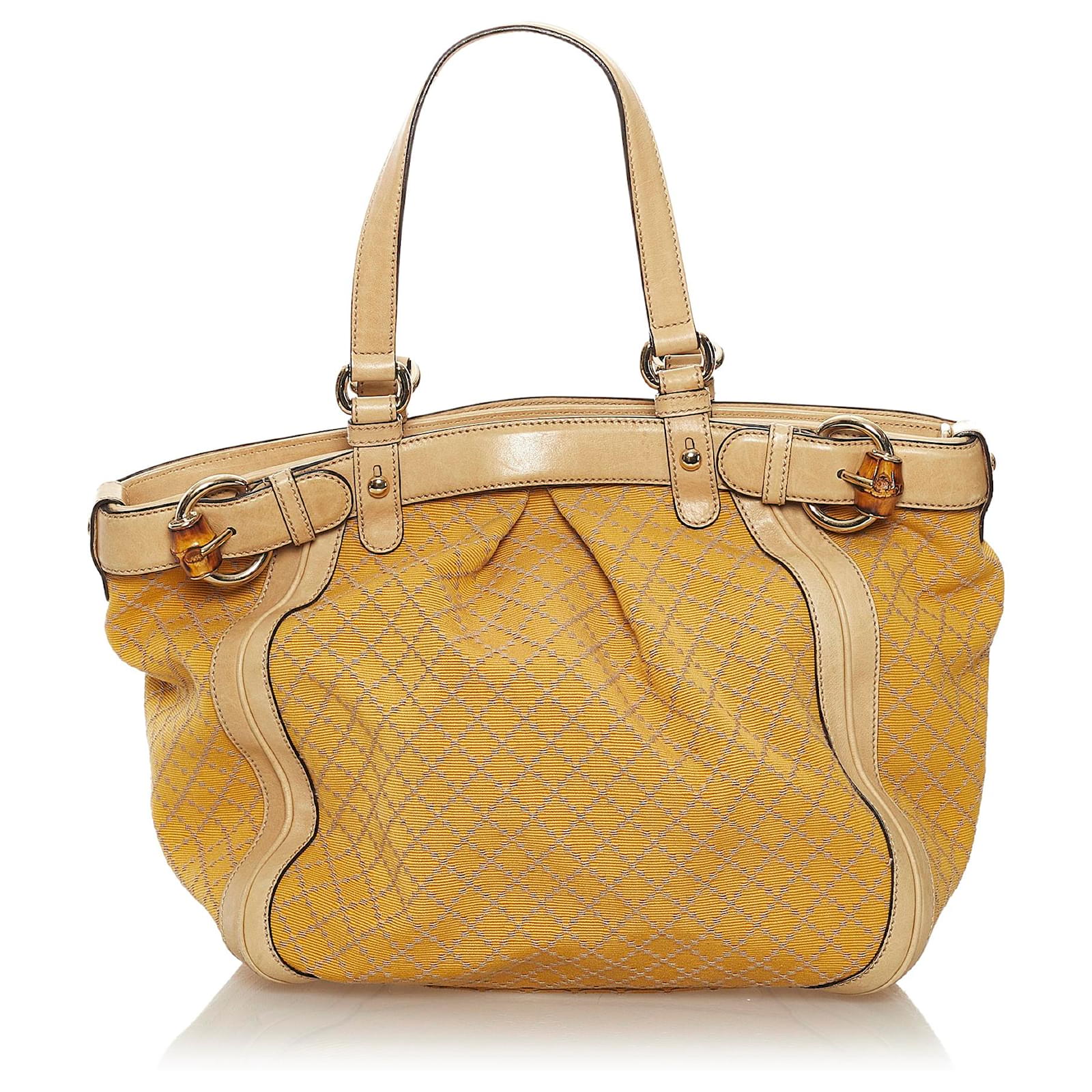 Gucci Yellow Diamante Canvas Handbag (Sold) - Joli Closet