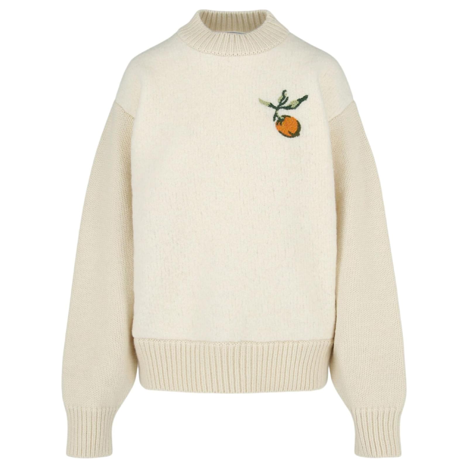 Off White Off-White Mens Pascal Embroidered Wool Sweater Multiple ...