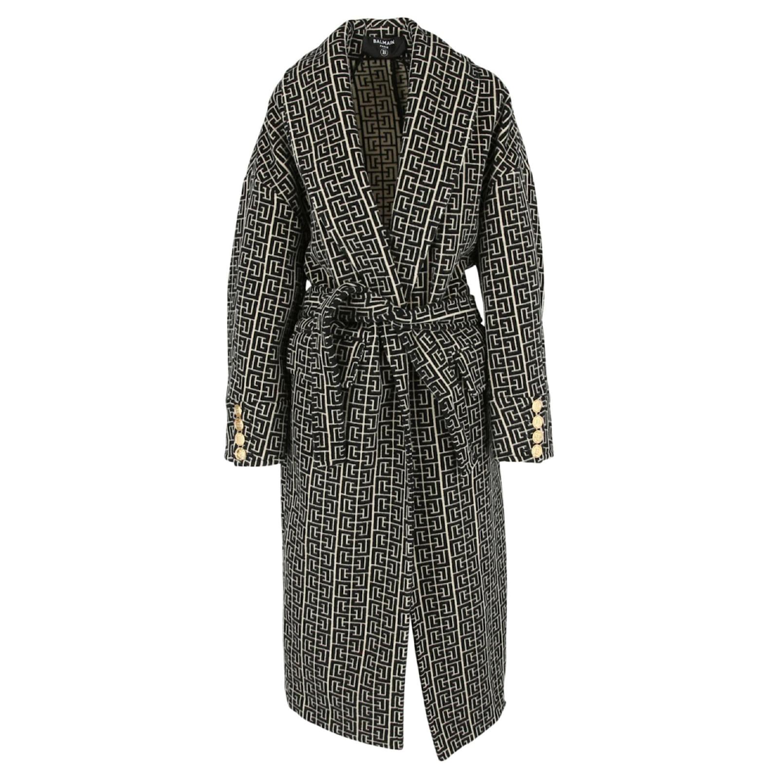 Balmain Monogram Wool Long Coat Multiple colors ref.627873 - Joli Closet