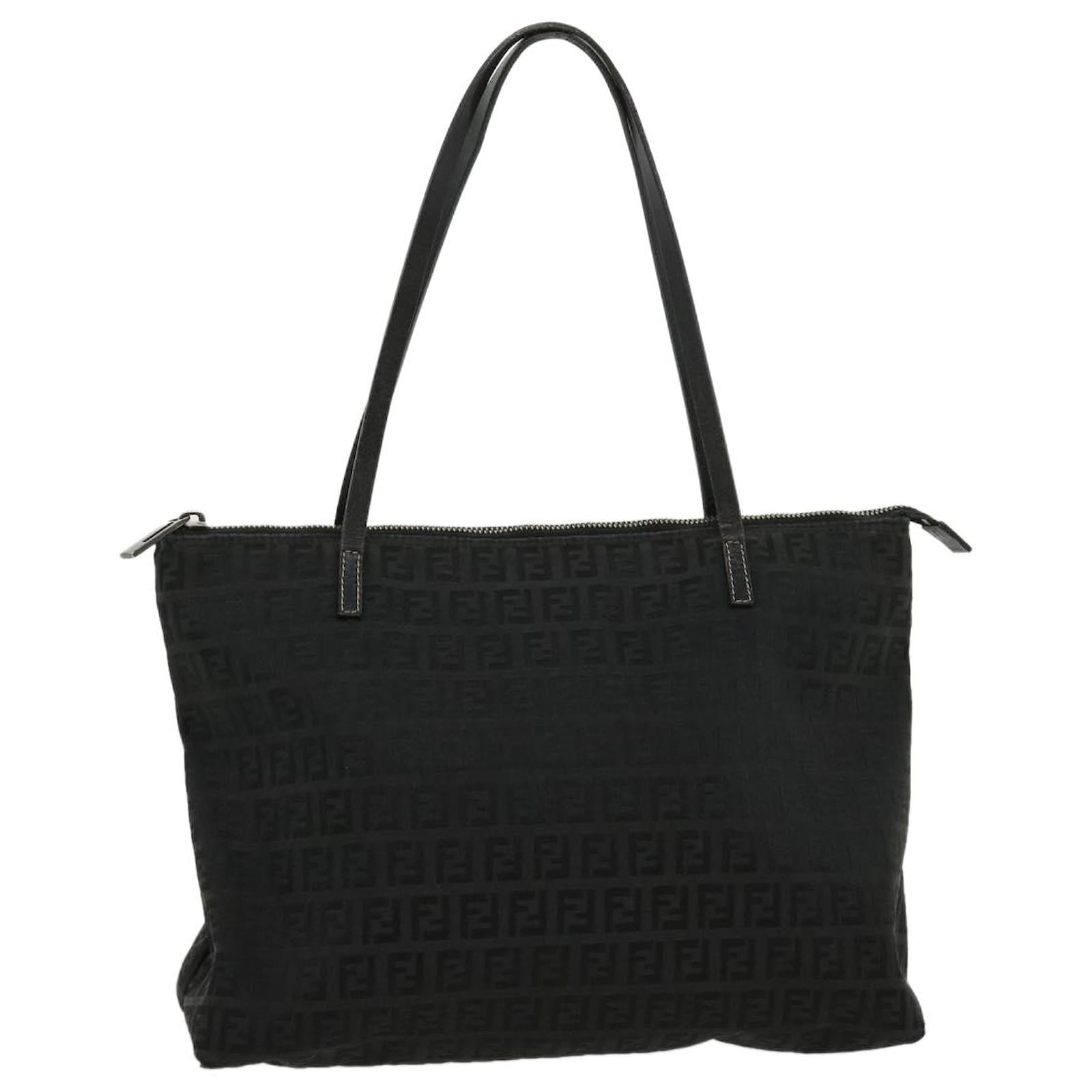 FENDI Zucchino Canvas Tote Bag Black Auth ac899 Cloth ref.629296 - Joli ...