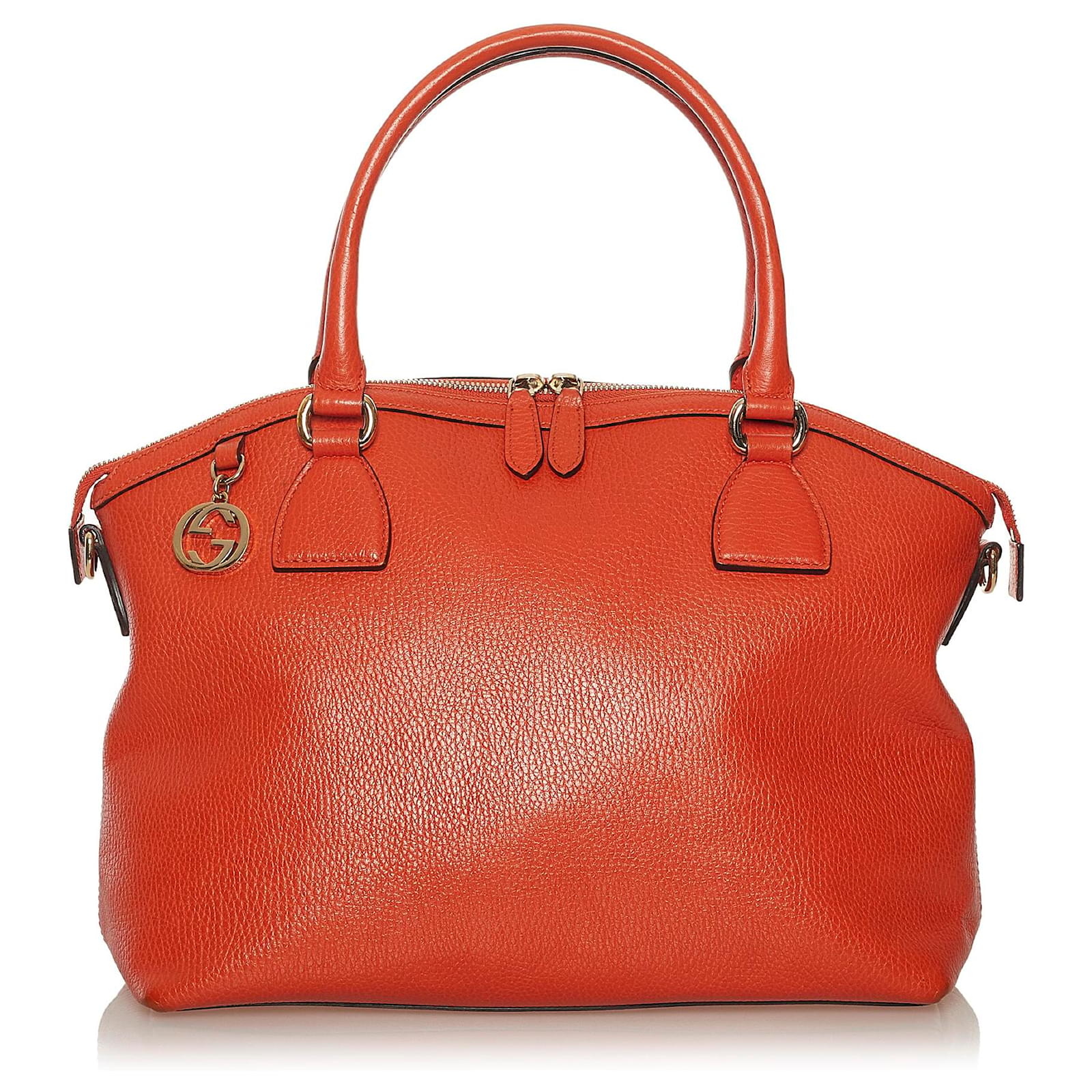 Gucci Orange GG Charm Dome Satchel Leather Pony-style calfskin ref ...