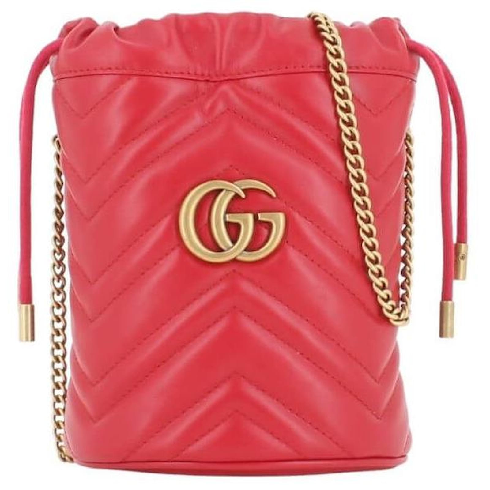 Marmont Gucci Sac sceau Cuir Rouge ref.630886 - Joli Closet