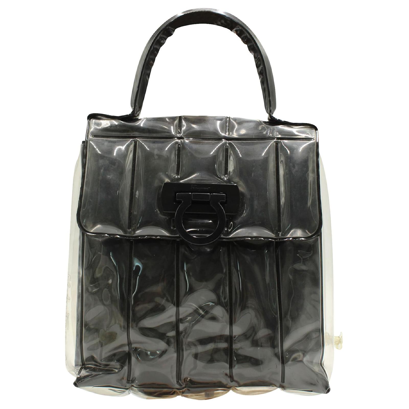 Salvatore Ferragamo Vintage Air Handbag Black Plastic ref.631759 - Joli ...