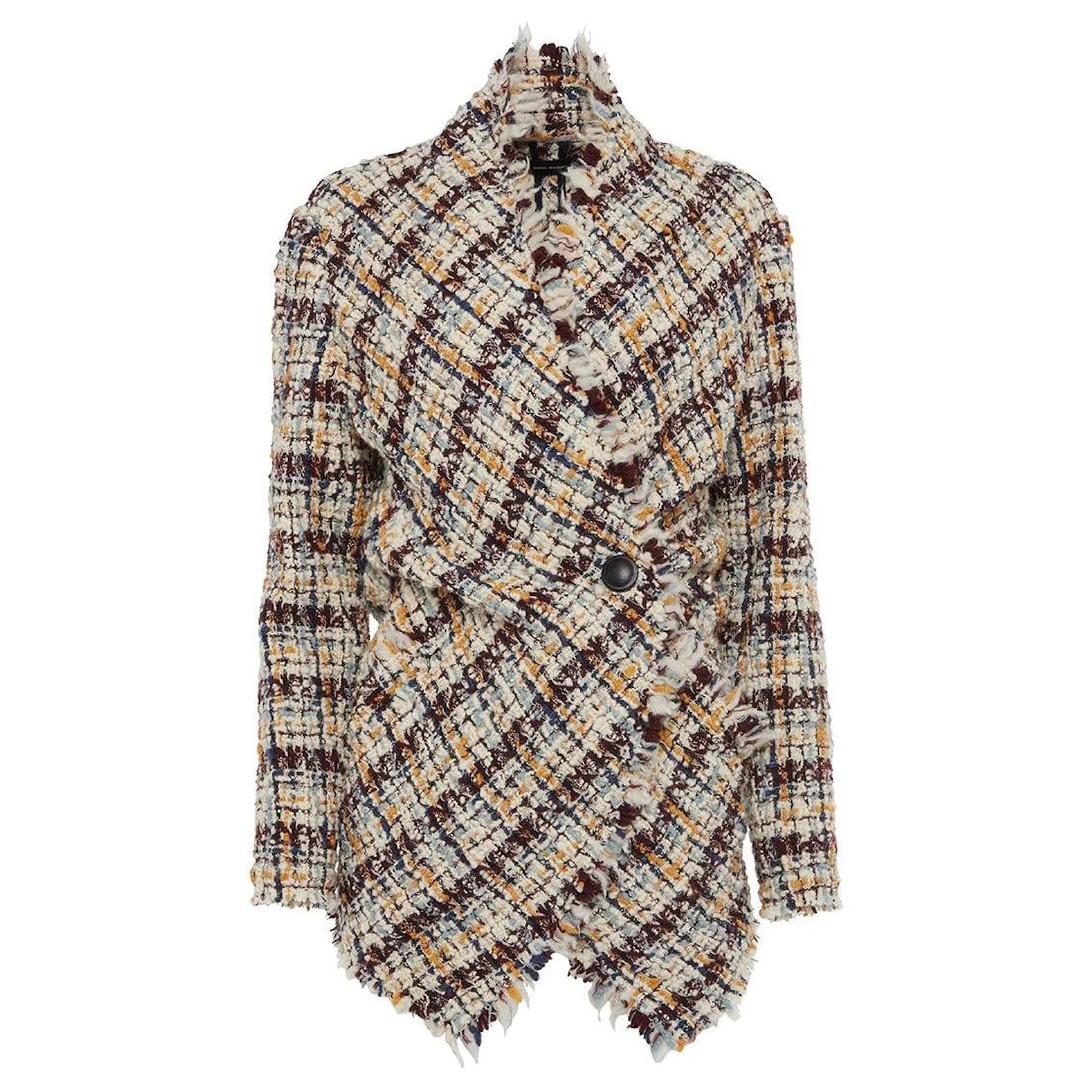 Isabel Marant Asymmetric One-button Multi-tweed Jacket Multiple colors ...