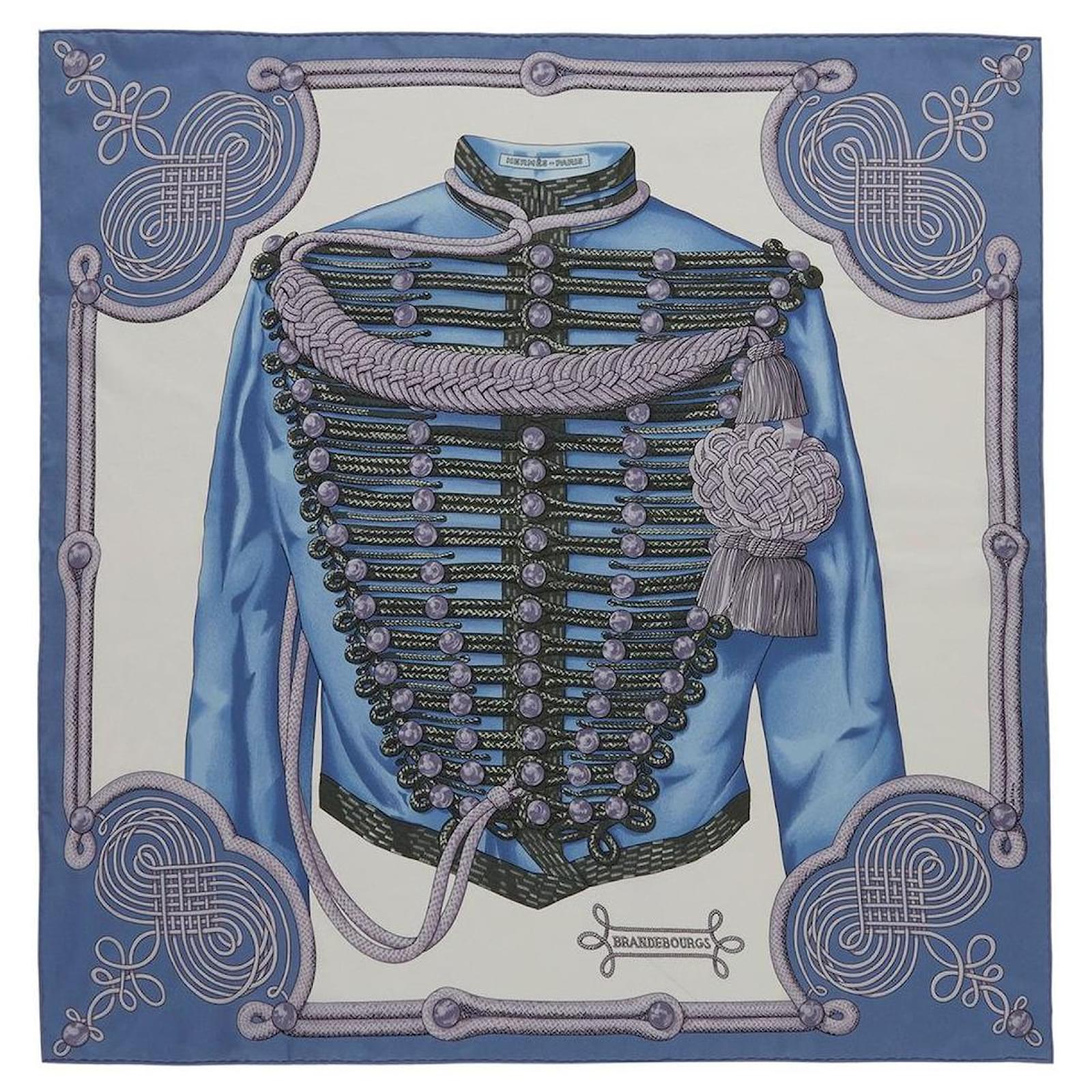 Hermès Blue Brandebourg Rare Scarf Silk ref.632005 - Joli Closet