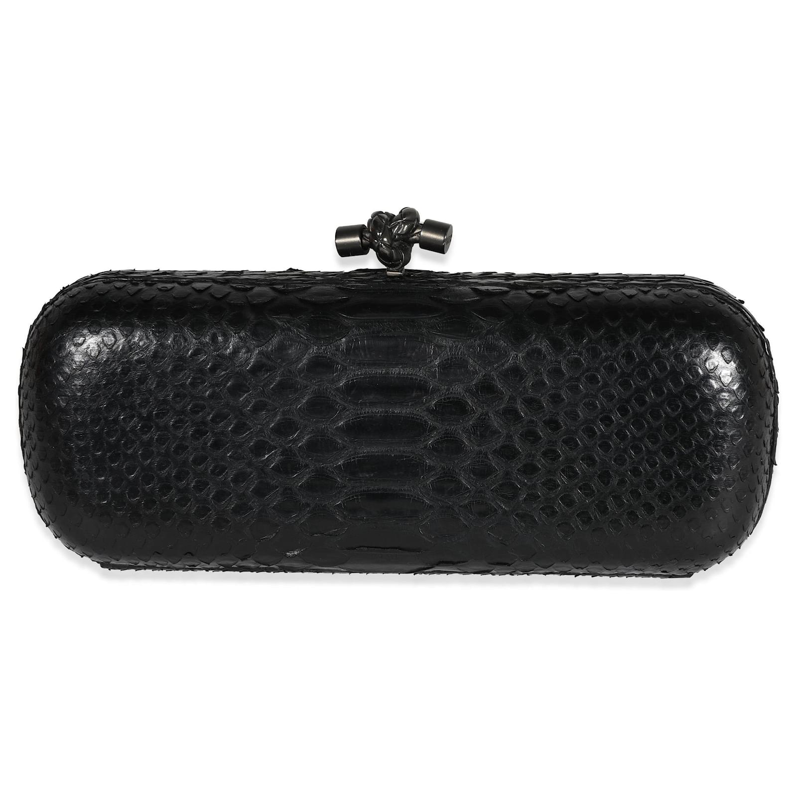 Bottega Veneta Black Python Long Knot Clutch ref.632516 - Joli Closet
