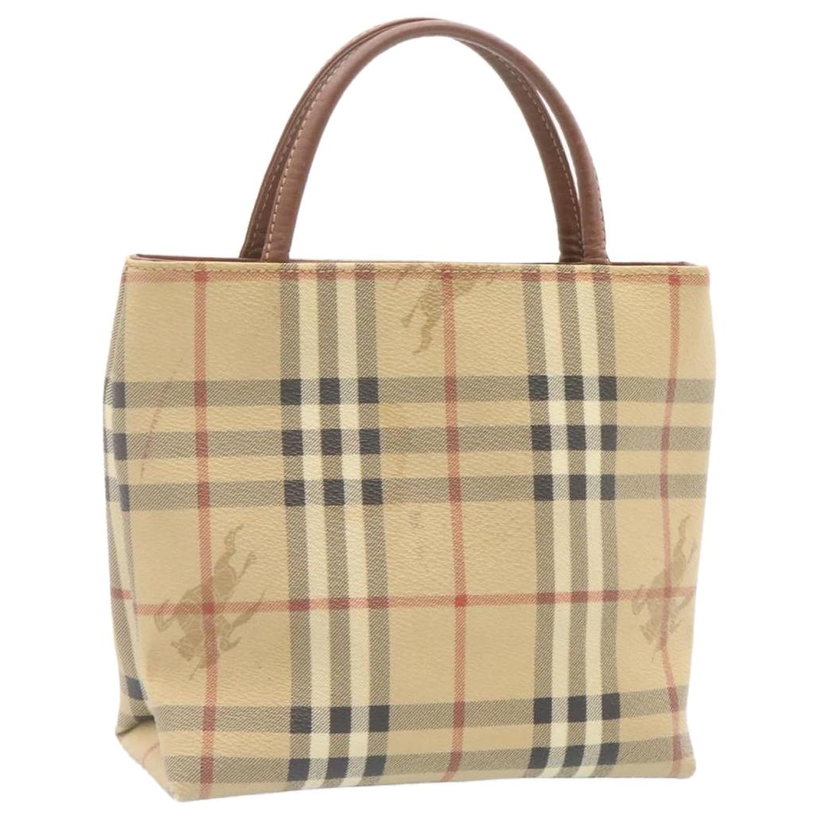 BURBERRY Nova Check Sac à main en cuir PVC Beige Auth am1258g ref ...