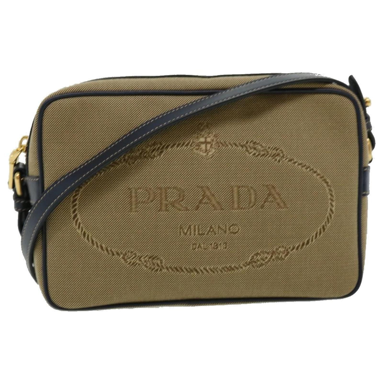 PRADA Umhängetasche Canvas Leder Beige Auth ar7367 Leinwand ref.633784 ...