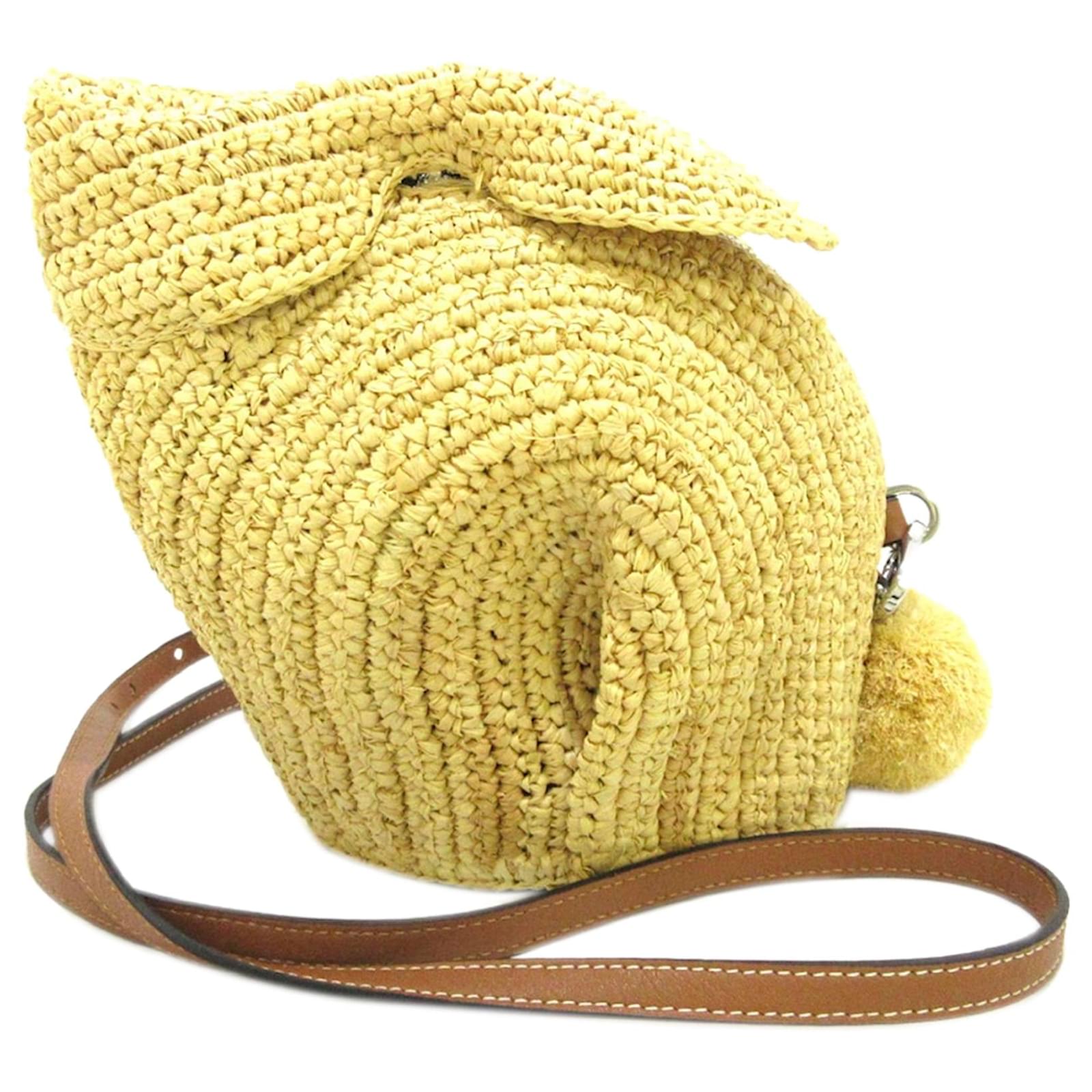 Loewe Yellow Mini Raffia Bunny Crossbody ref.633937 - Joli Closet