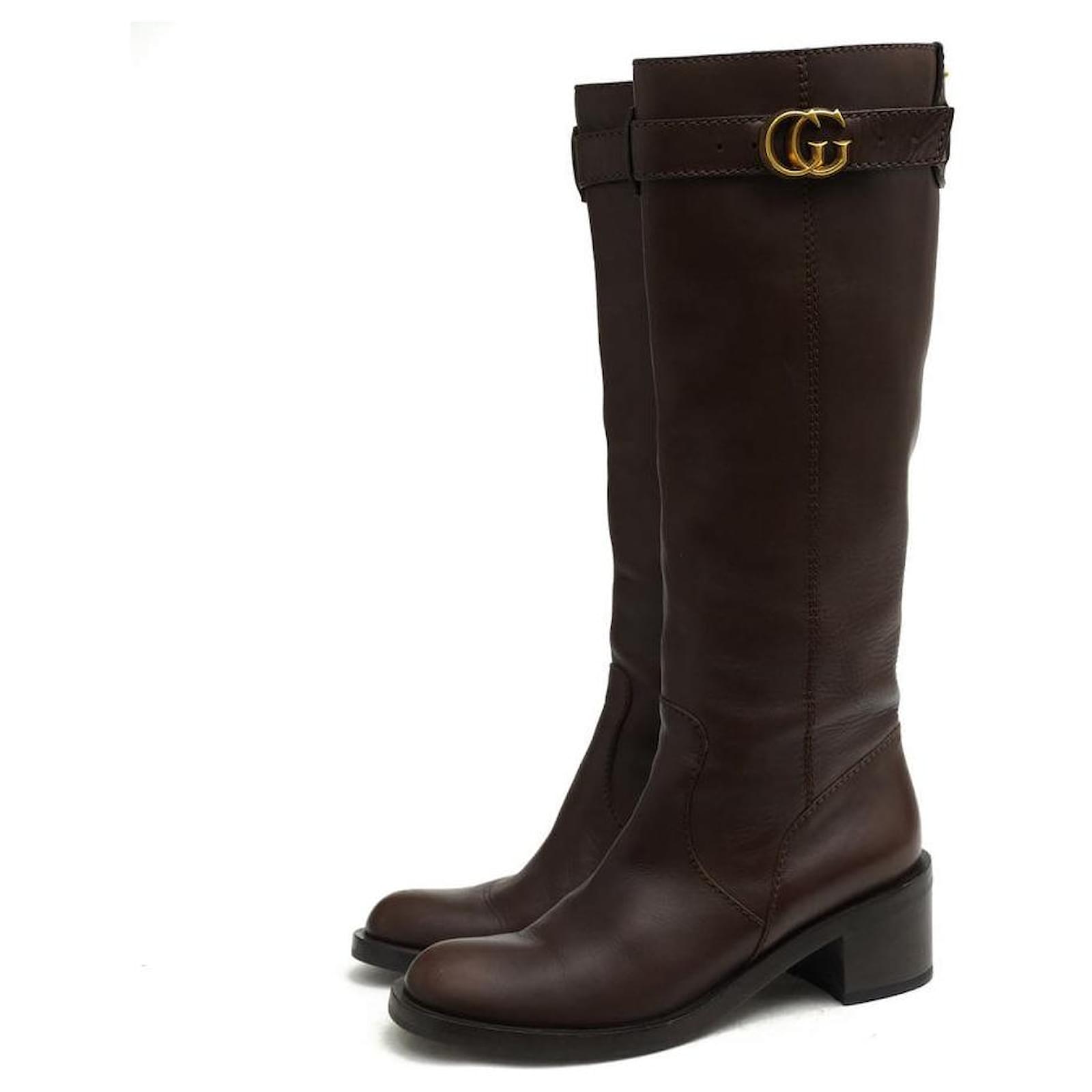 Gucci bottes Cuir Marron foncé ref.634833 - Joli Closet
