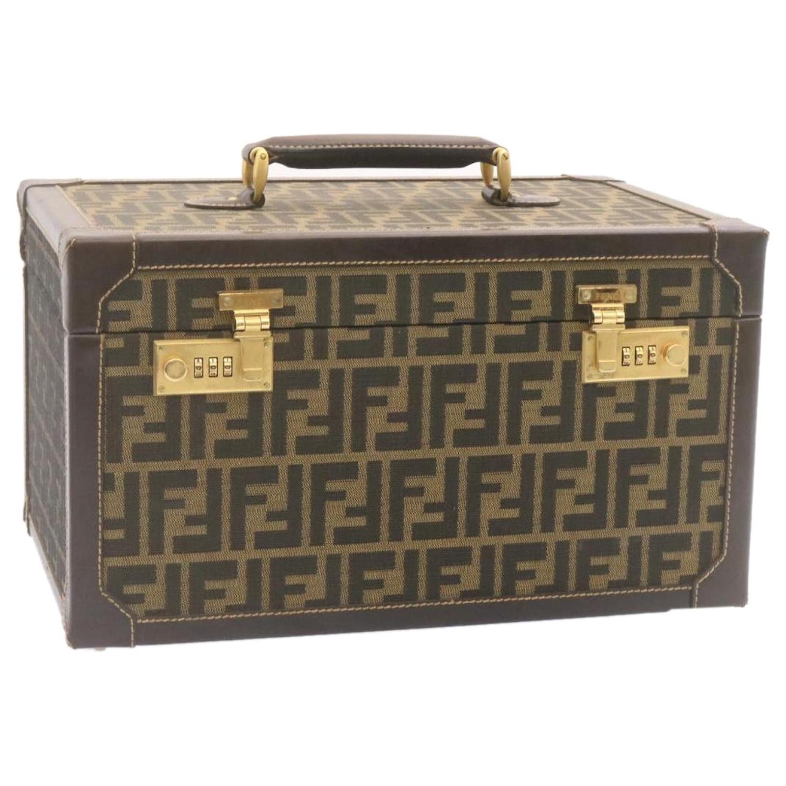 FENDI Zucca Canvas Vanity box Hand Bag Brown Auth fm664a ref.636718 ...