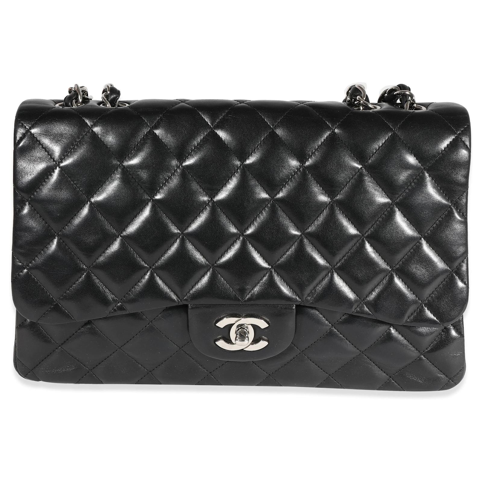 Sac Chanel Jumbo Classic en cuir d'agneau matelassé noir ref.637084 ...