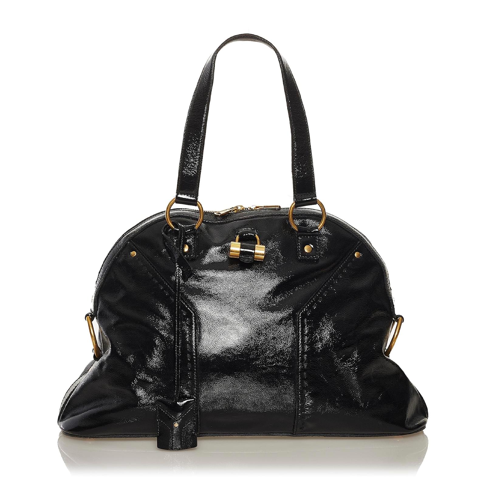 Yves Saint Laurent YSL Black Muse Leather Handbag Pony-style calfskin ...