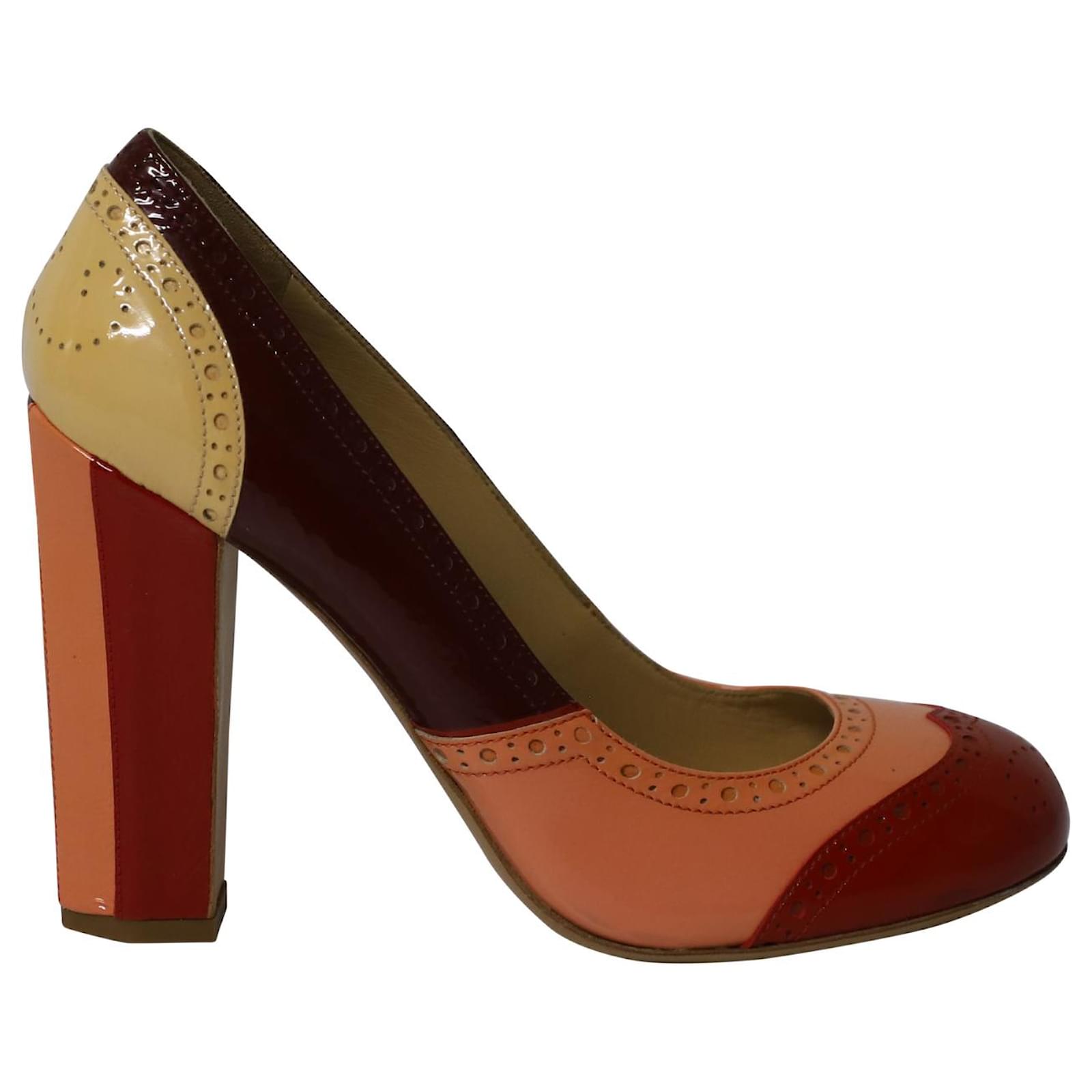 Miu Miu Spector Block Heels en Cuir Verni Multicolore Cuir vernis ref ...