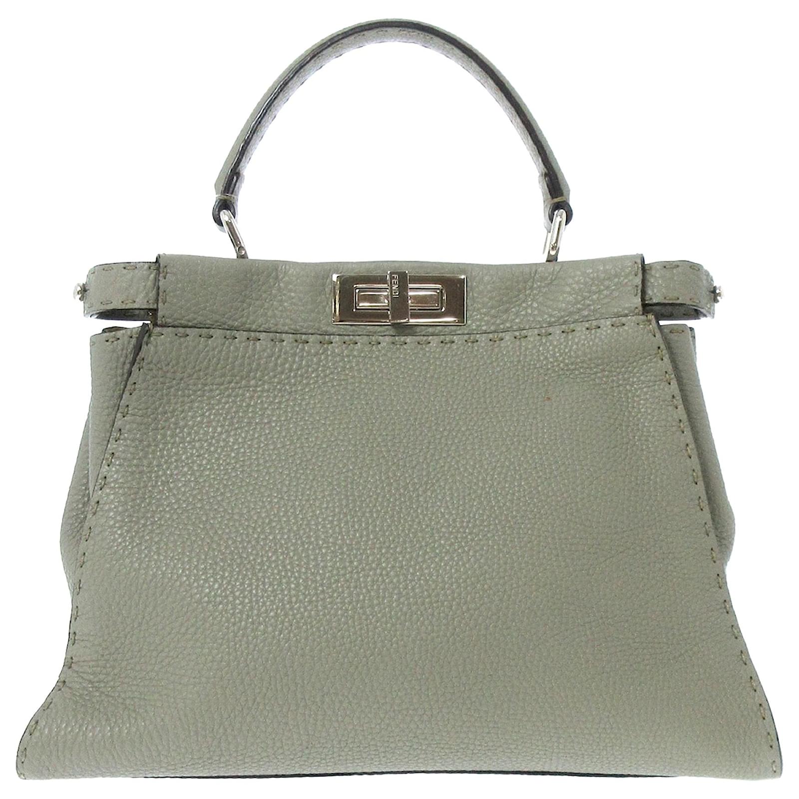 Fendi Gray Selleria Peekaboo Leather Satchel Grey Pony-style calfskin ...