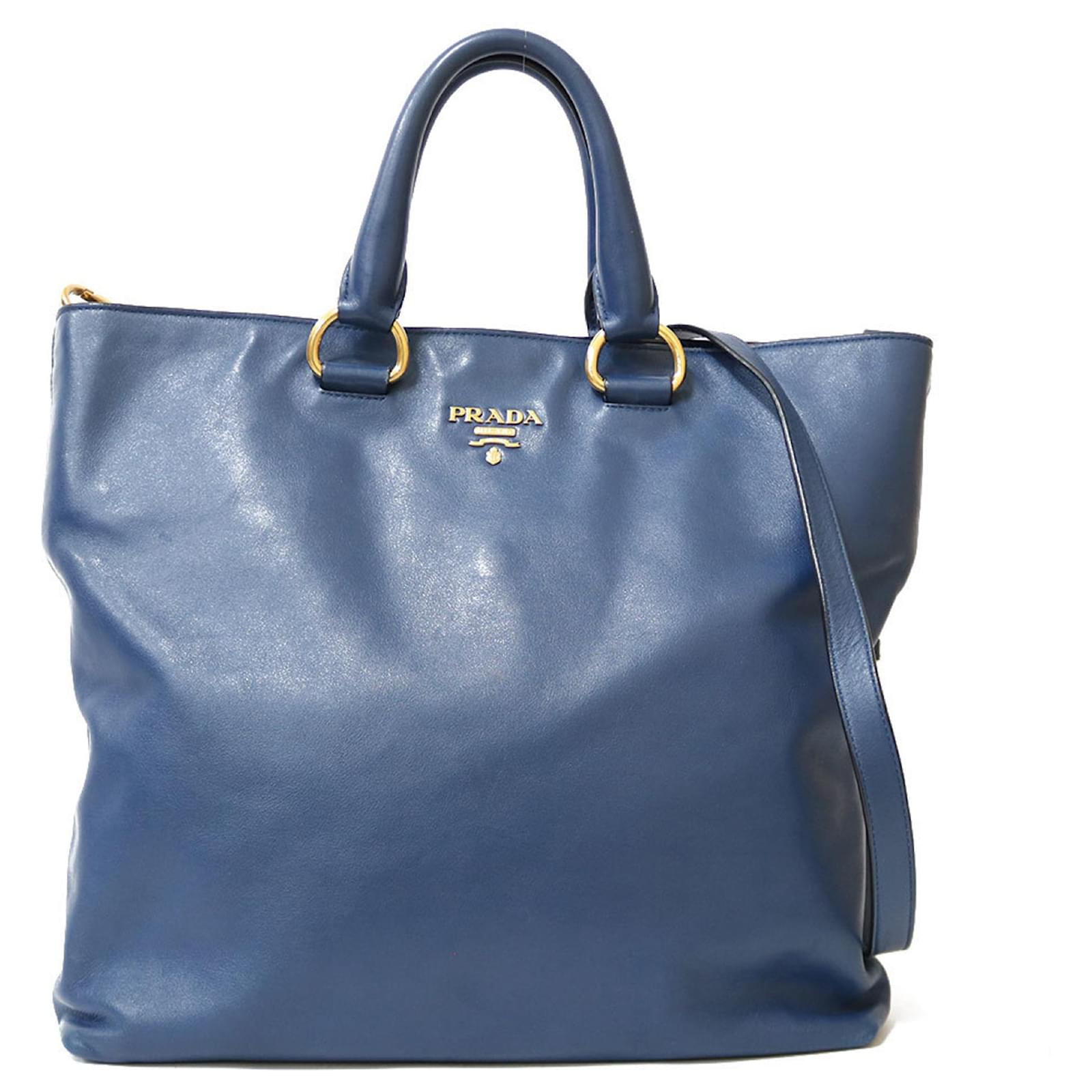Prada Cabas Blue Leather ref.639816 - Joli Closet