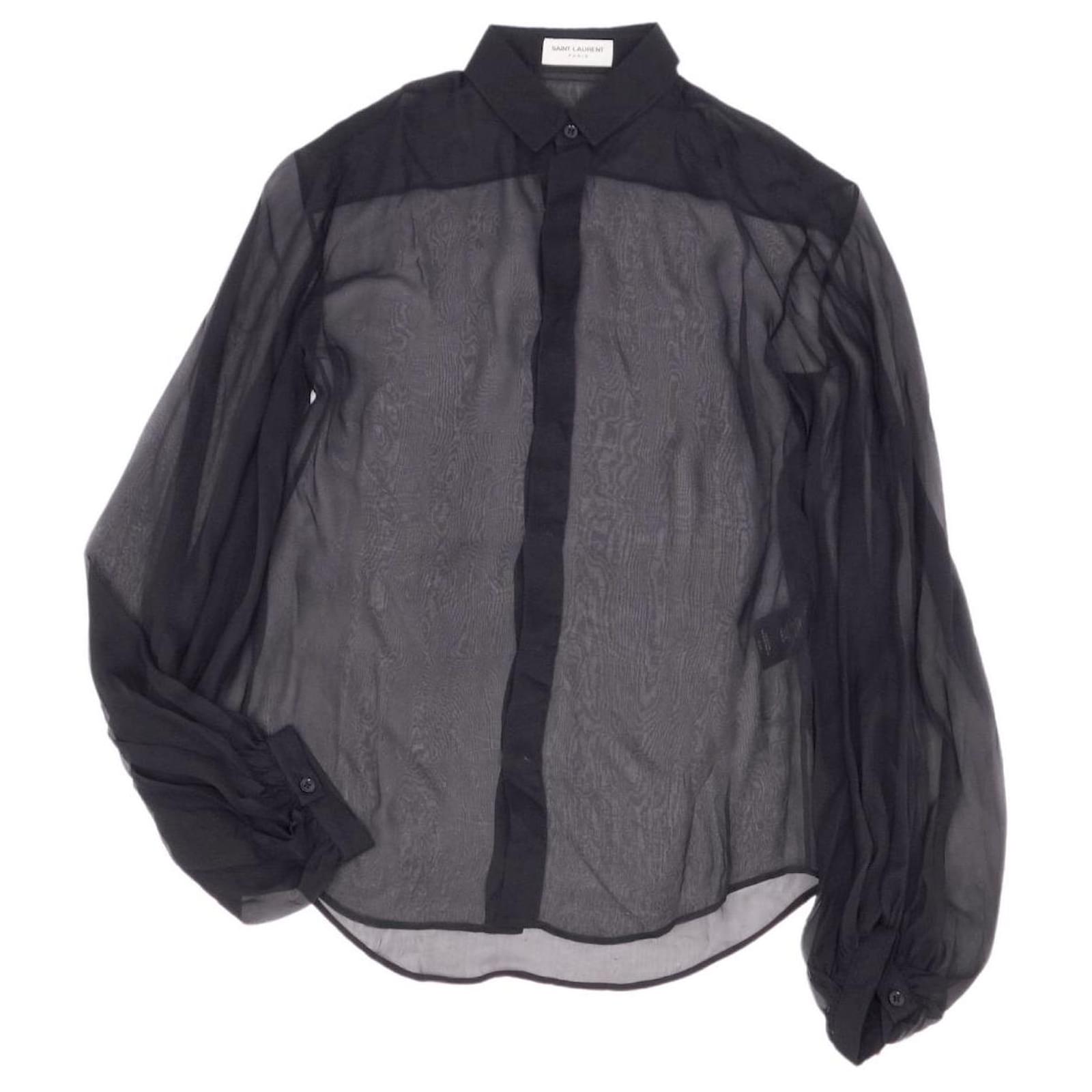 * Saint Laurent Paris SAINT LAURENT PARIS Shirt Silk Chiffon Men's Long ...