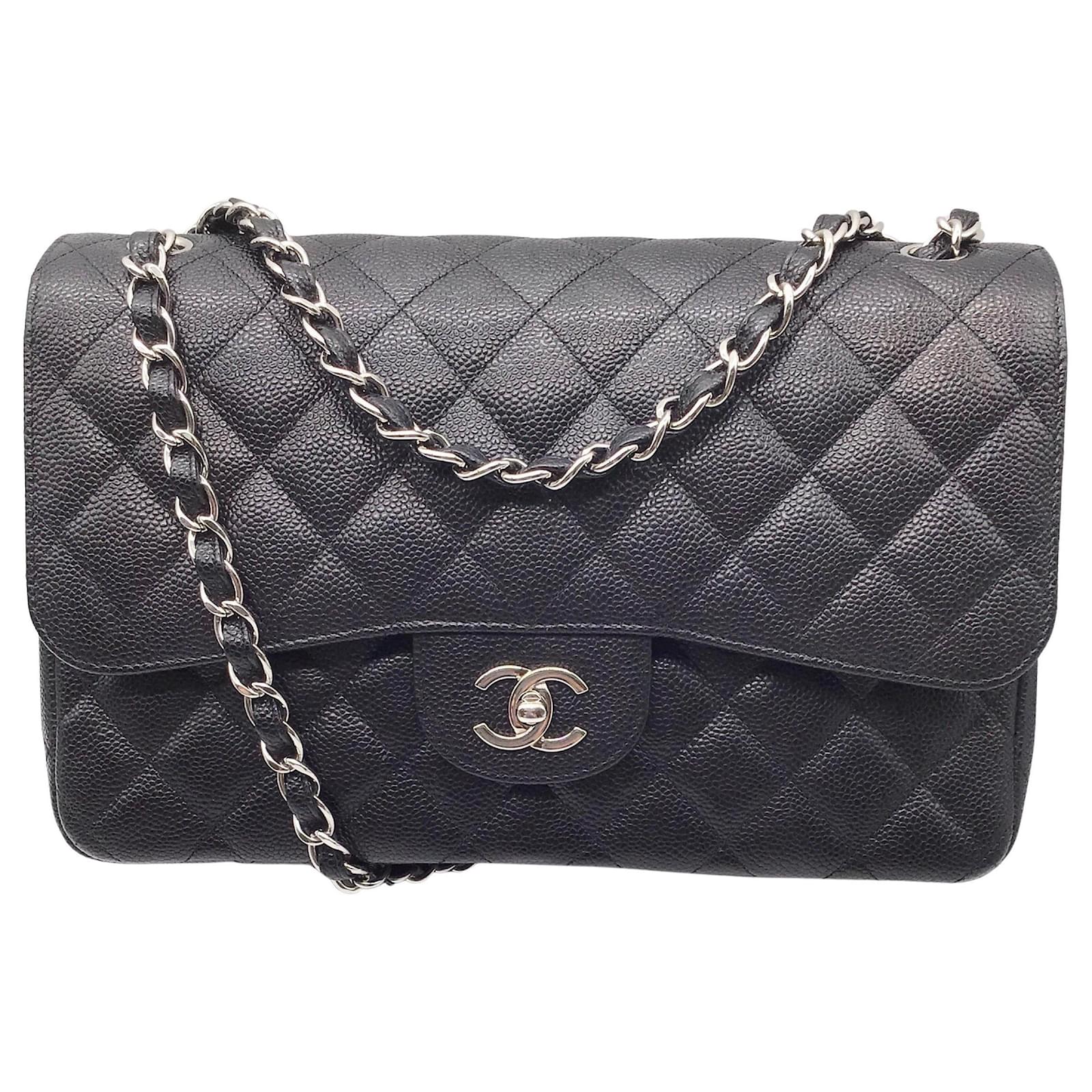 Chanel sac à main matelassé caviar classique jumbo rabat sac à ...