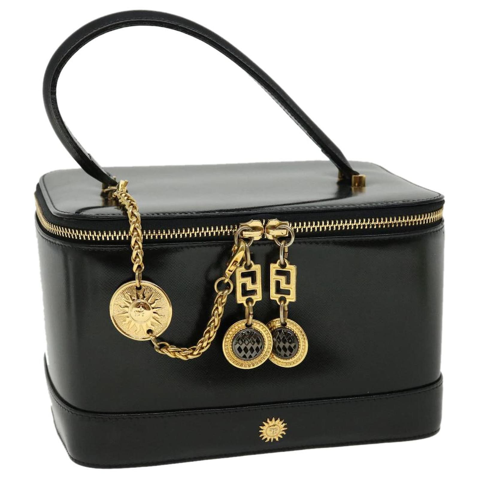 VERSACE Vanity Cosmetic Pouch Black Auth gt2811 Leather ref.647251 ...