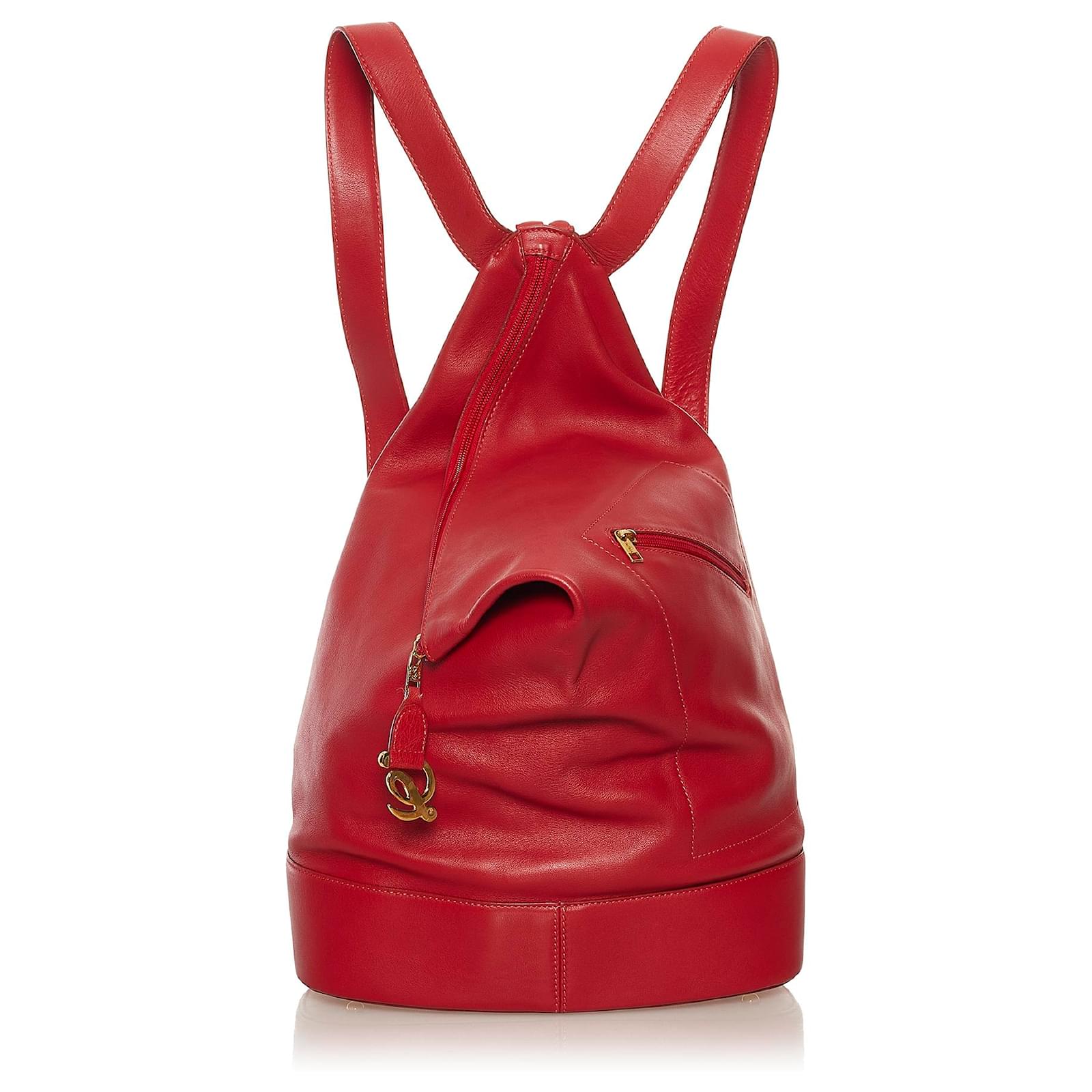 Loewe Red Anton Backpack Leather Pony-style calfskin ref.647712 - Joli ...